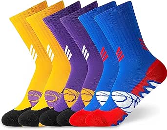HYCLES Kids Basketball Socks 3 Pairs for Boys and Girls 6-16 Years ...