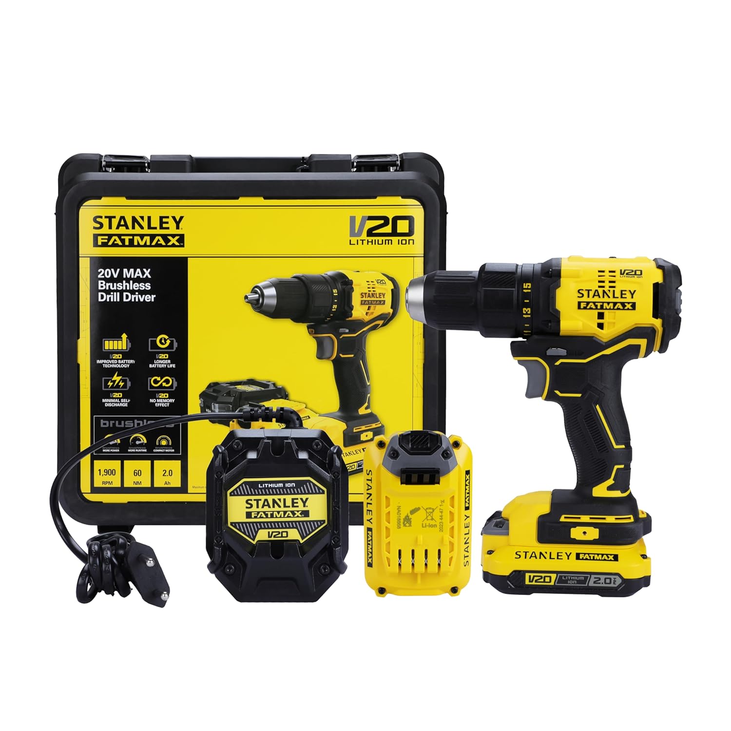 STANLEY FATMAX SBD710D2K 20V 13 mm 1900 RPM Cordless Brushless Drill ...