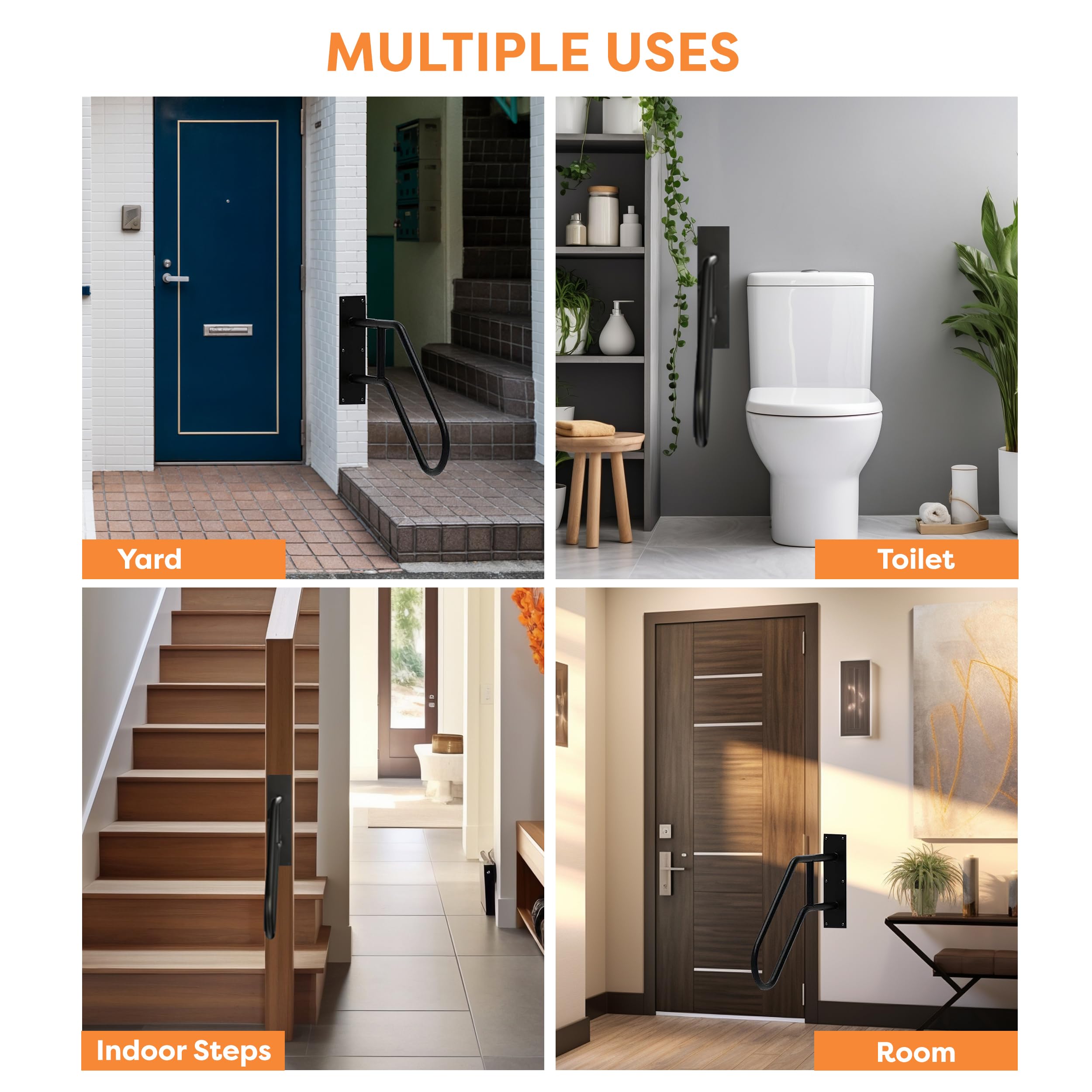 Snapklik.com : Upgraded Non Slip Handrails For Outdoor Steps U Shaped ...