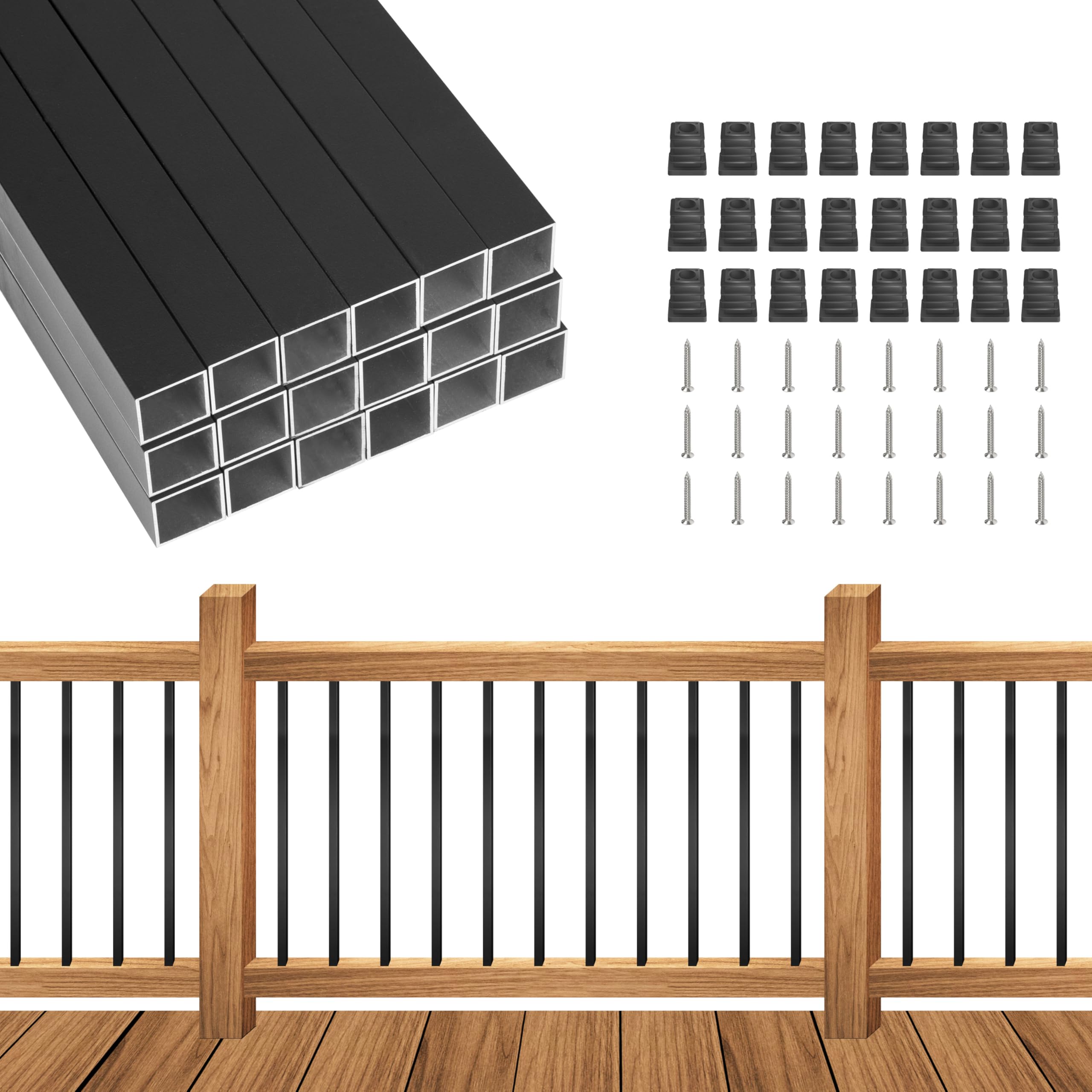 Snapklik.com : Patavin 25 Pack 32" X3/4" Black Aluminum Deck Balusters ...