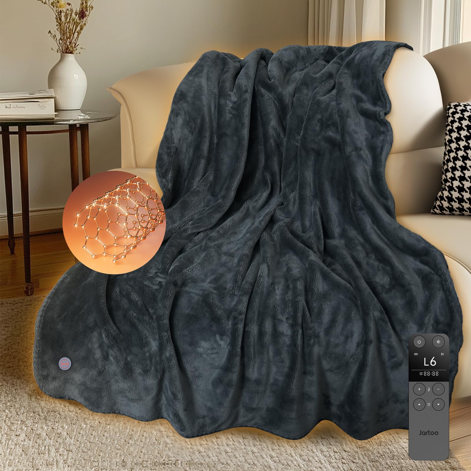 Amazon.com: Jartoo Nano Heated Blanket Electric Throw, Portable ...