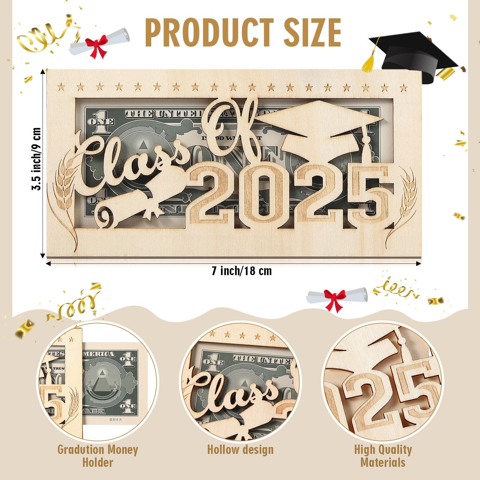 Snapklik.com : 6 Pcs Class Of 2025 Graduation Money Holder Gradation ...