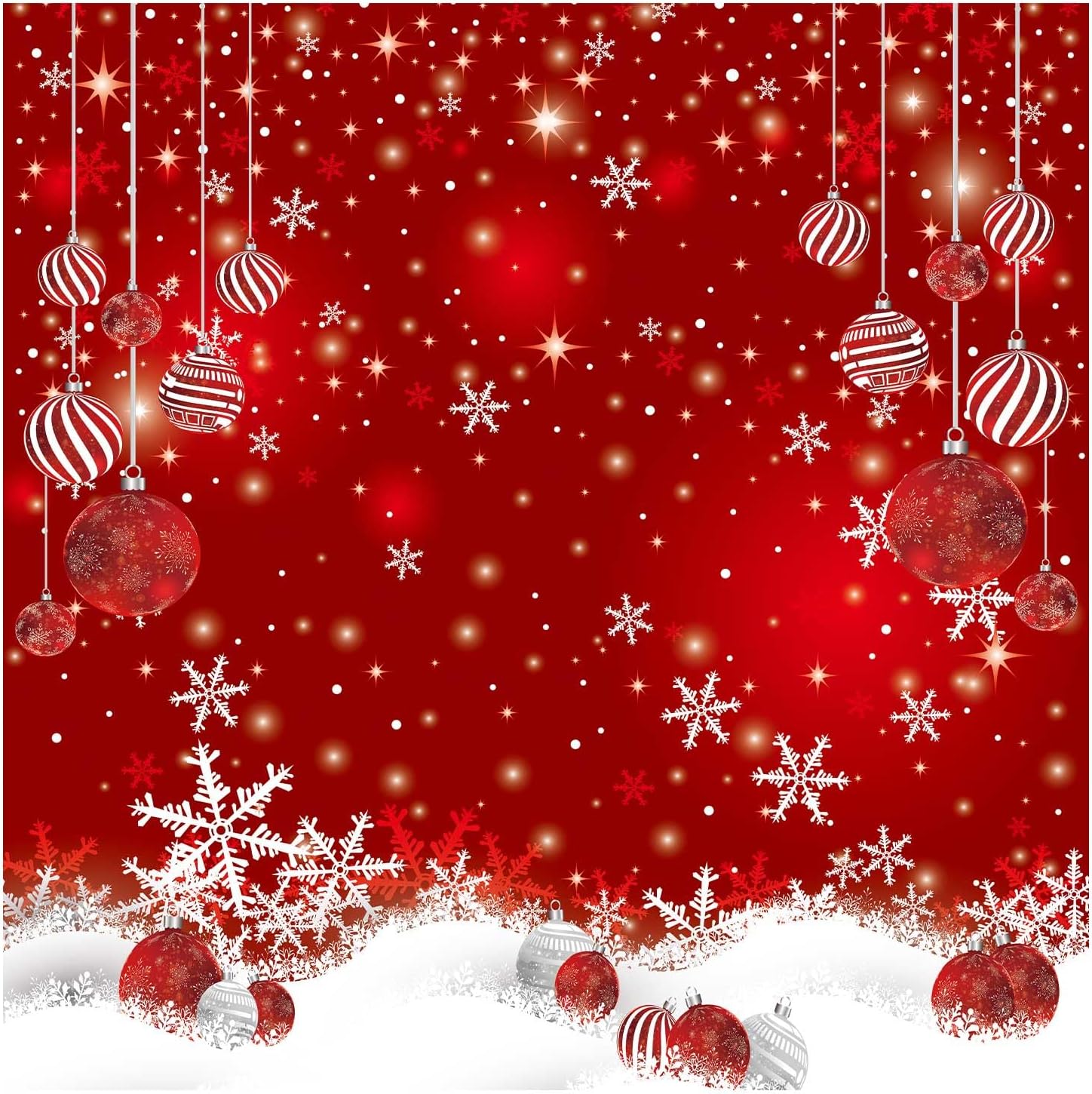 Amazon.com : Allenjoy 6 x 6 FT Red Christmas Sparkle Bokeh Snowflakes Photography Background ...