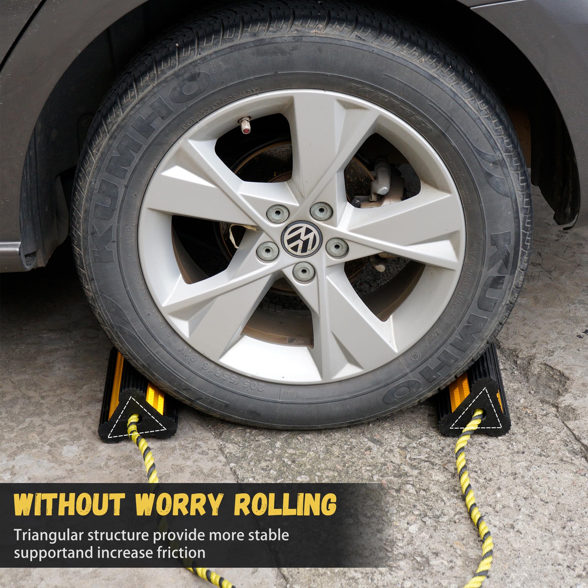 Nisorpa 4 Pack Rubber Wheel Chocks, 8.3" x 4.5" x 3.9" Heavy Duty Wheel ...