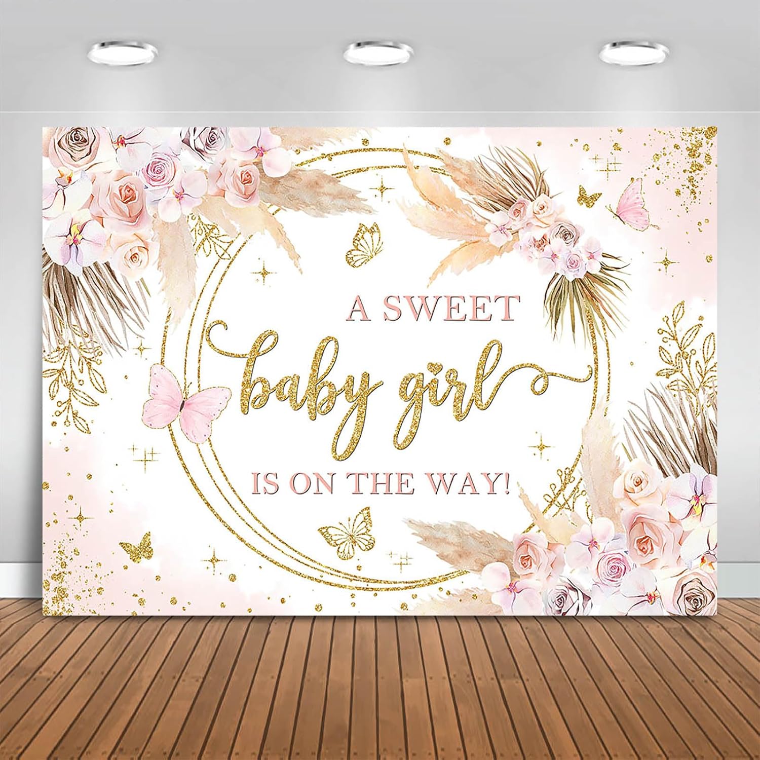 Amazon.com : Fitumiw Boho Floral Sweet Baby Girl Backdrop 7x5ft Pink ...