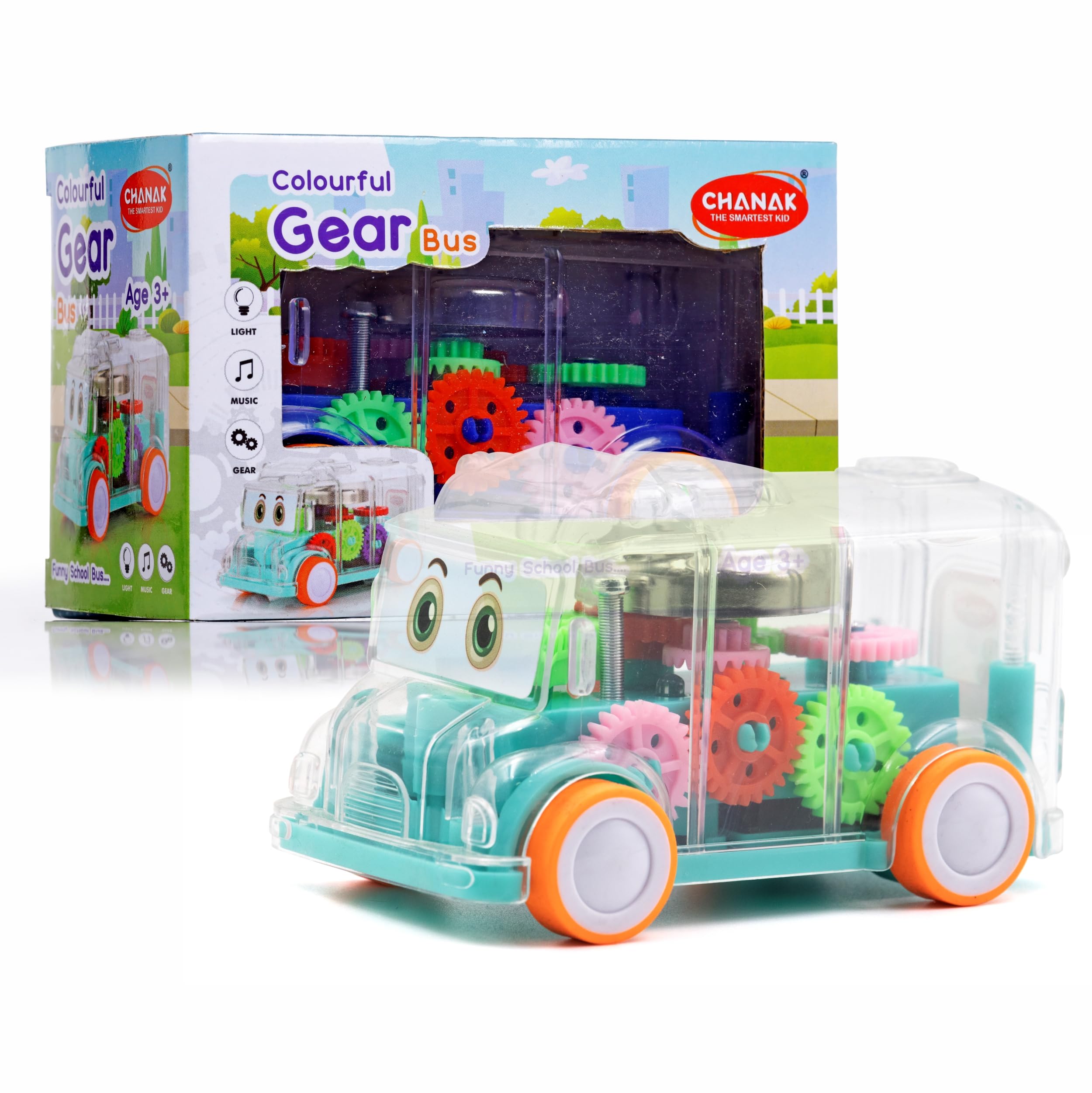 Chanak Transparent Gear Bus for Kids, Mini School Bus with Tinkling ...
