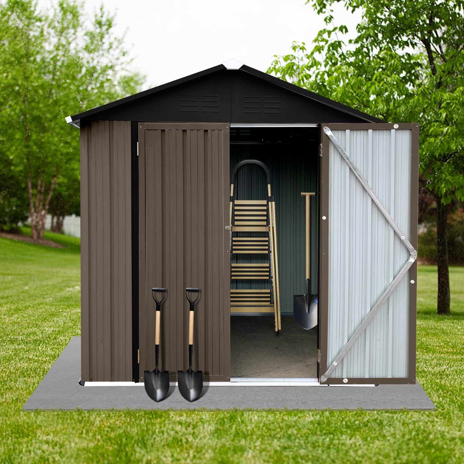 Snapklik.com : 4x6 FT Outdoor Storage Shed, Sturdy Metal Outside Sheds ...