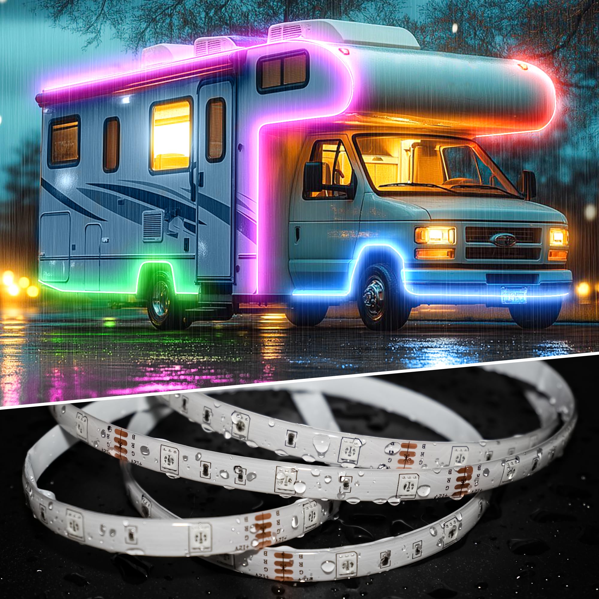 Snapklik.com : RV Awning LED Light Strip 40FT, 12V RGB Waterproof ...