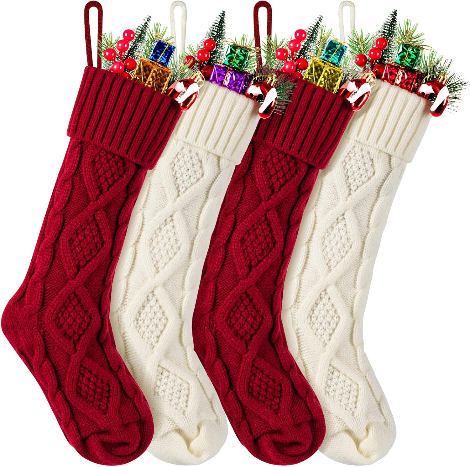 Amazon.com: NEWBEA 4 Pack 18 Inches Christmas Stockings, Christmas ...