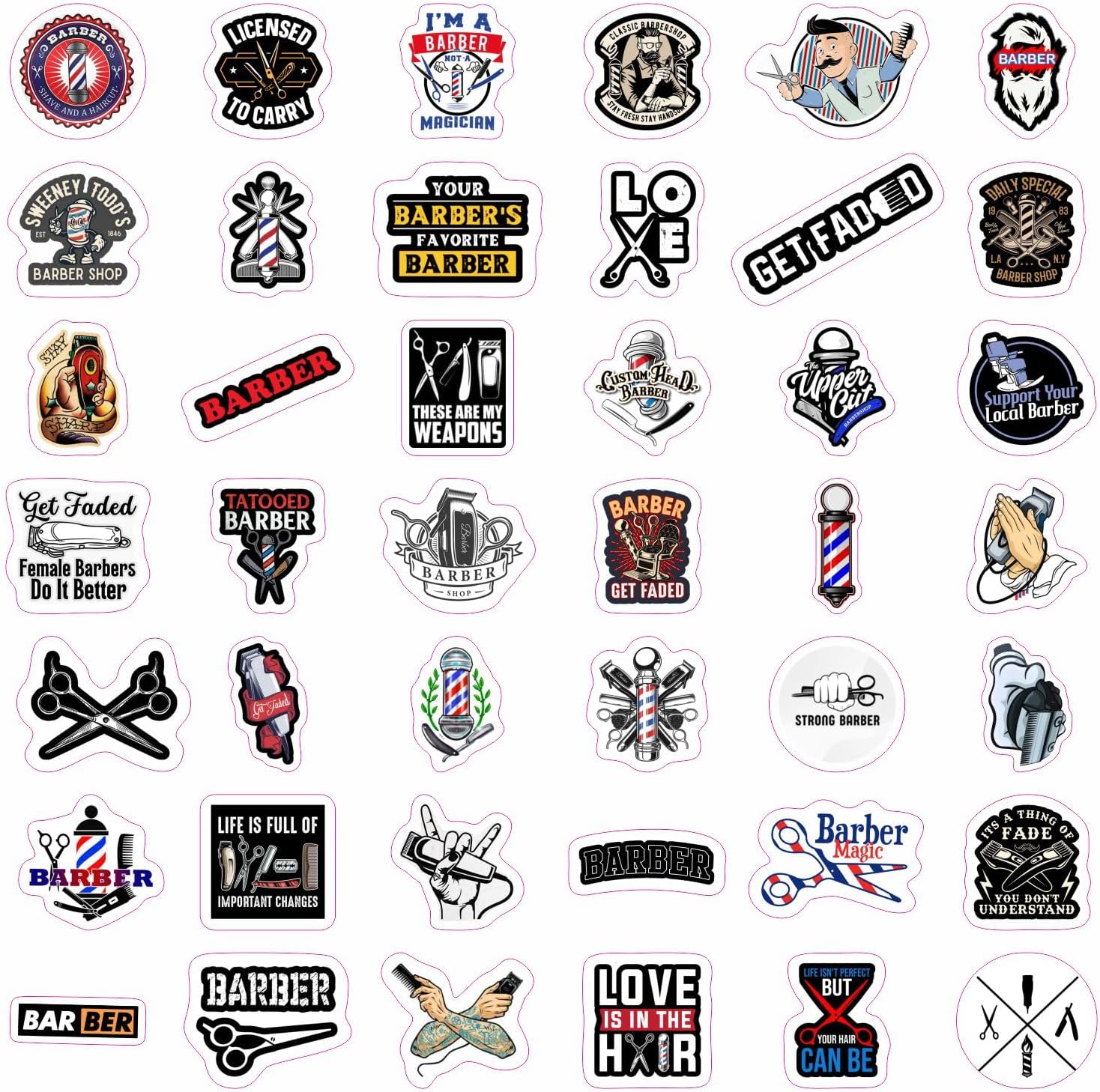 100Pcs Barber Stickers, Barbershop Stickers for Water Bottle & Laptop ...