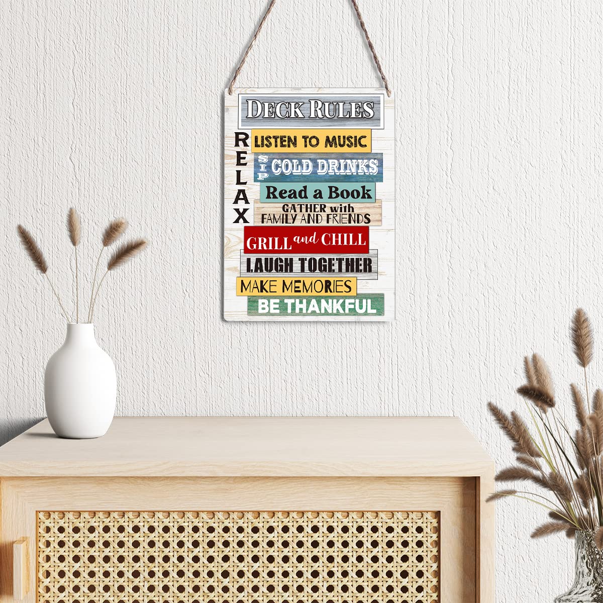 Snapklik.com : Farmhouse Colorful Deck Rules Wooden Sign Wall Decor ...