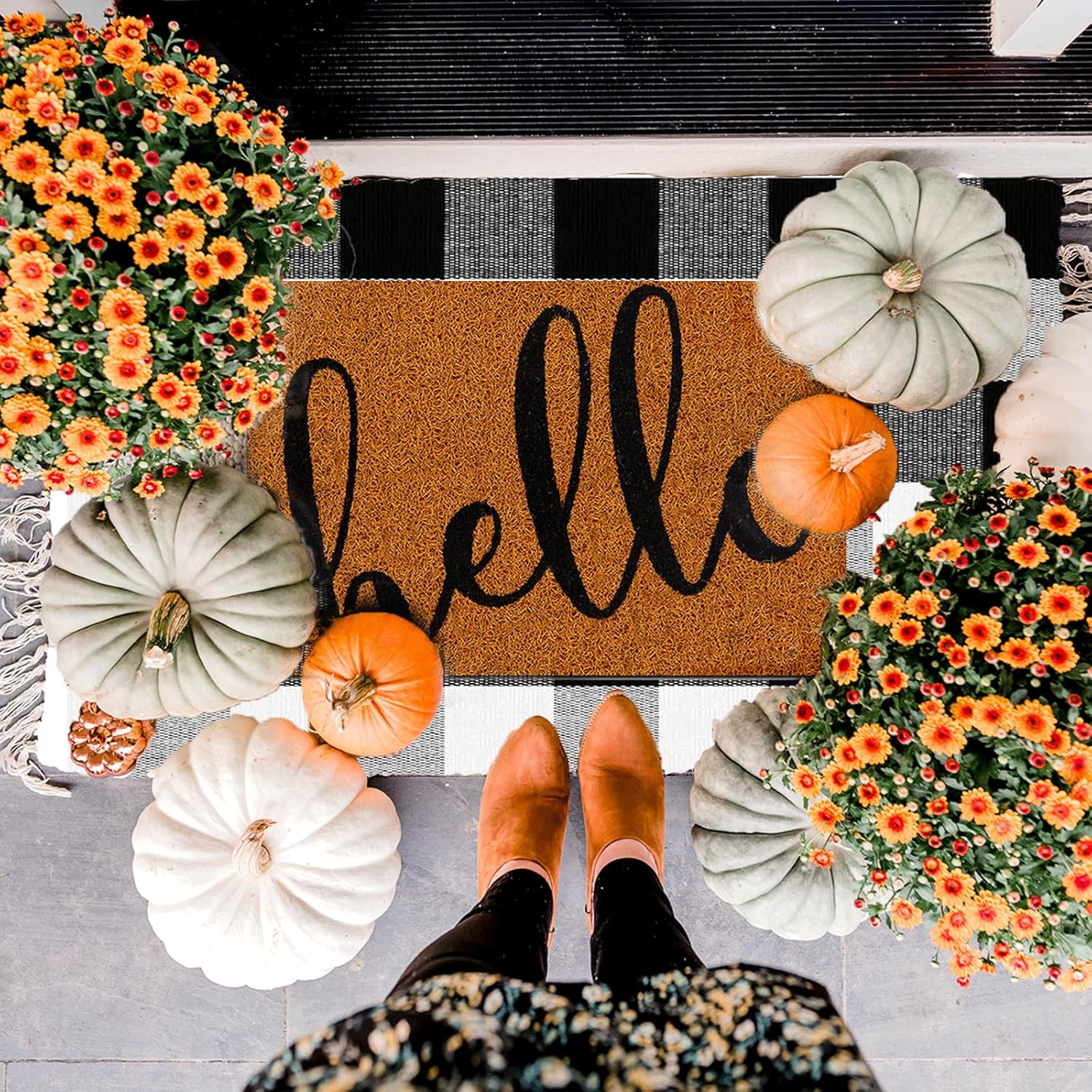 Amazon.com: 2PCS Front Porch Decor Mats, Hello Door Mat and Buffalo ...