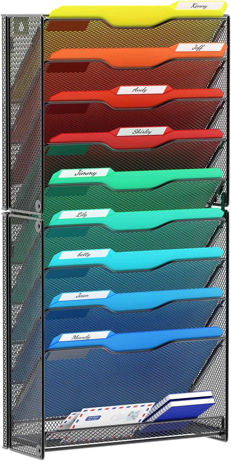 Amazon.com : OUTWOLF 10 Tier Hanging Wall File Organizer Wall Mount ...