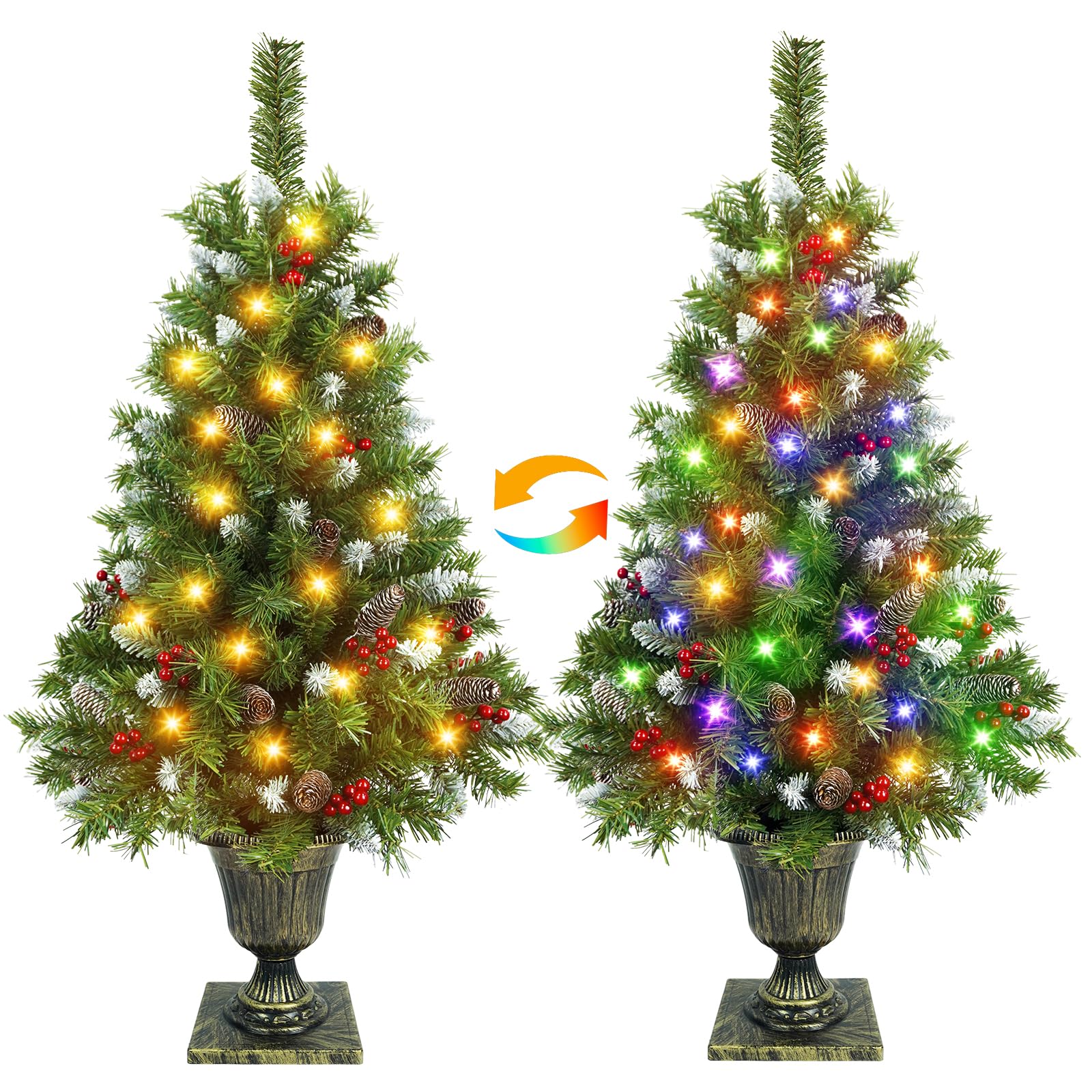 Amazon.com: TORONTOKYO 2 Pack 4 Ft Artificial Potted Christmas Entrance ...