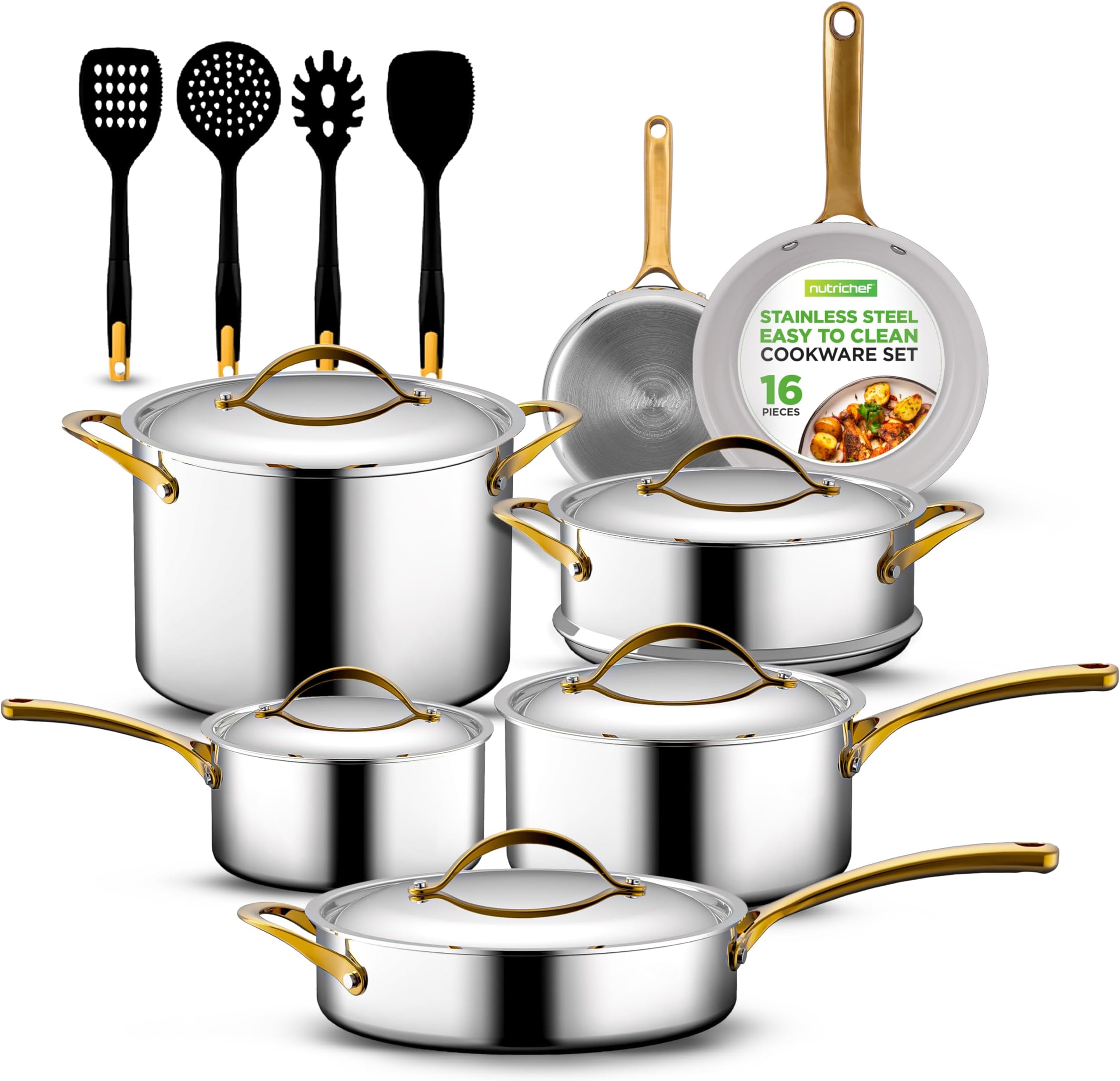 Amazon.com: Michelangelo Triply Stainless Steel Pots and Pans Set, 10 ...