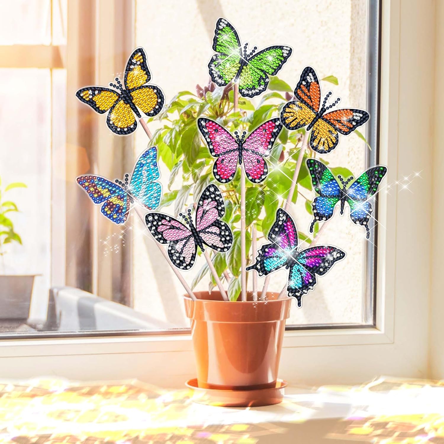 Amazon.com: BSRESIN 8 PCS Butterfly Diamond Art for Garden Decor ...