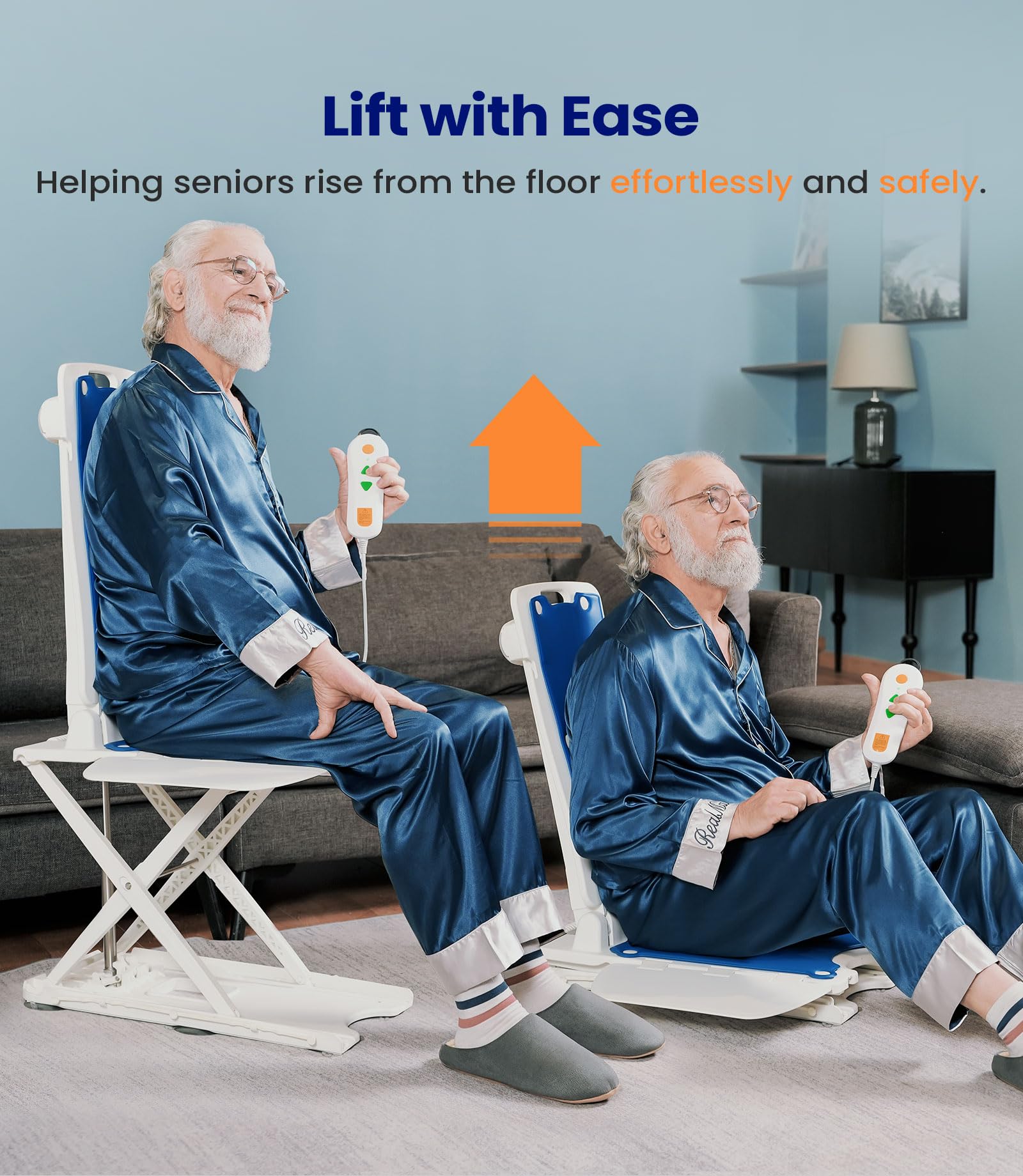 VOCIC Lightweight Electric Chair Lift, Lift Elderly from Floor, Remote ...