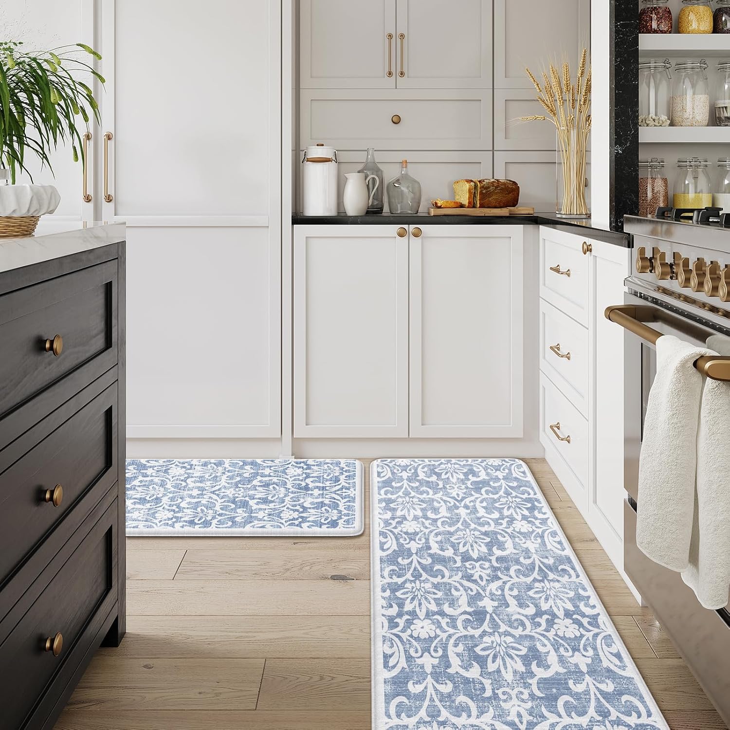 Amazon.com: LEEVAN Kitchen Rugs Non Slip, Cushioned Kitchen Floor Mats ...