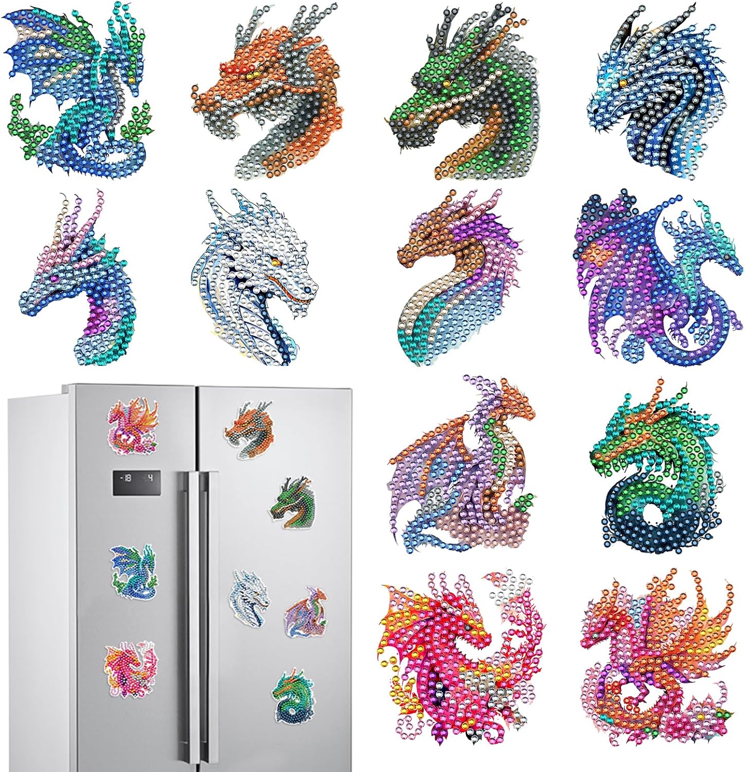 Amazon.com: INCOK Dragon Refrigerator Diamond Art Magnets - 12 PCS ...