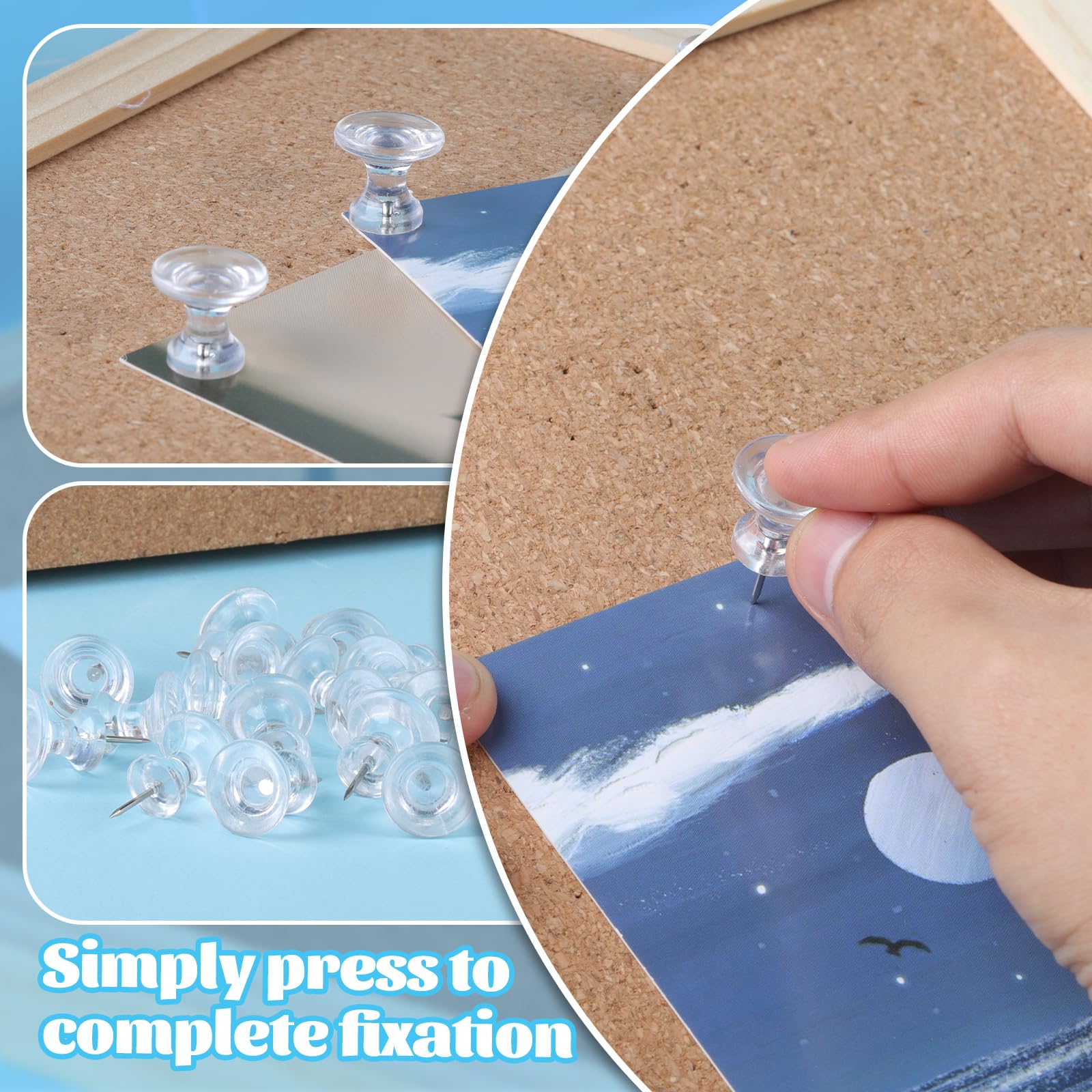 Snapklik.com : 100 PCS Push Pins Tacks, Clear Thumb Tacks For Bulletin ...