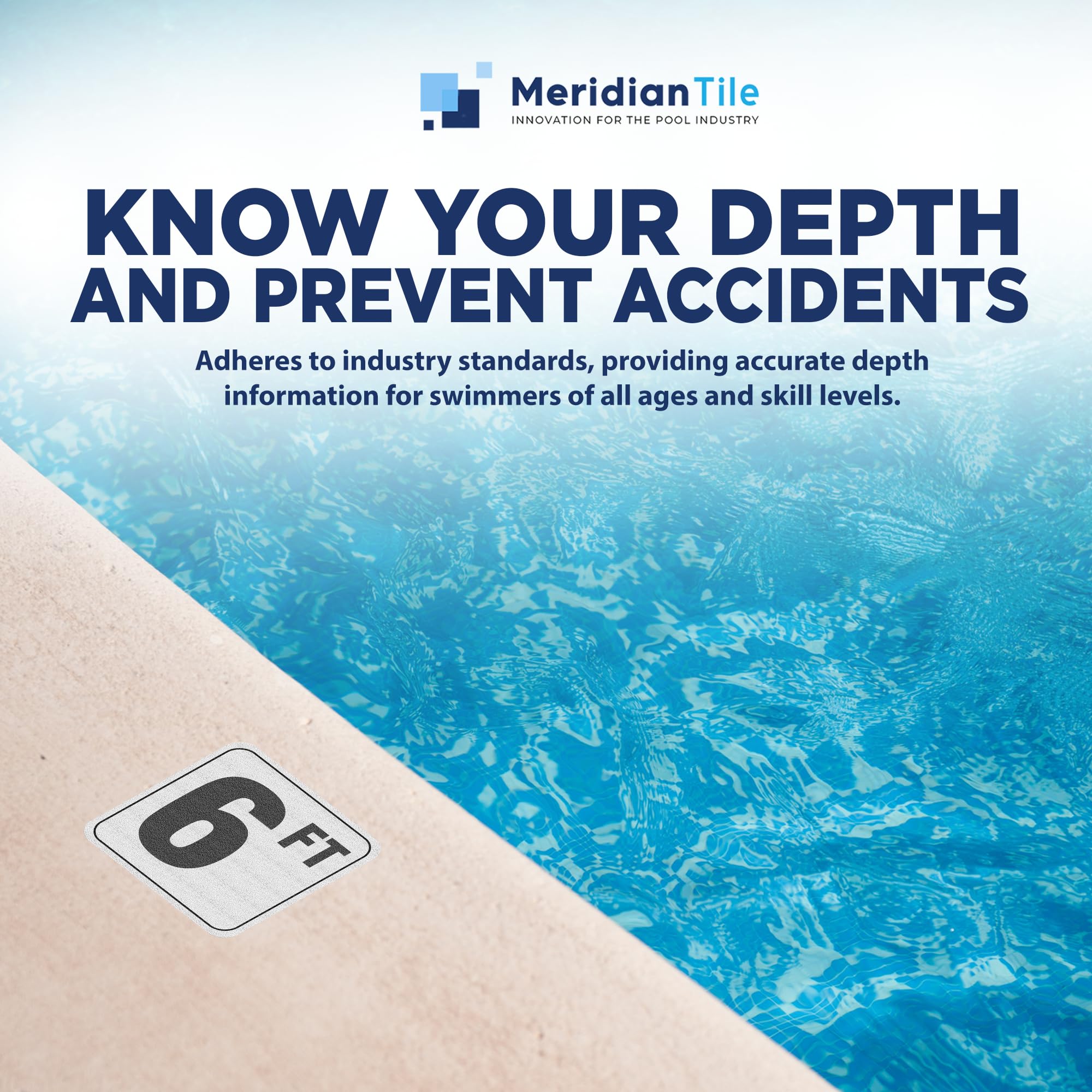 Snapklik.com : Aquatic Custom Tile, 6FT Pool Depth Markers, 6x6 Inches ...