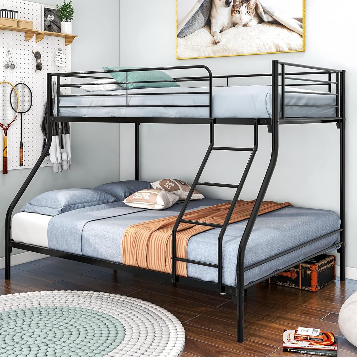 Amazon.com: LostCat Twin Over Full Metal Bunk Bed,Heavy Duty Bunk Beds ...