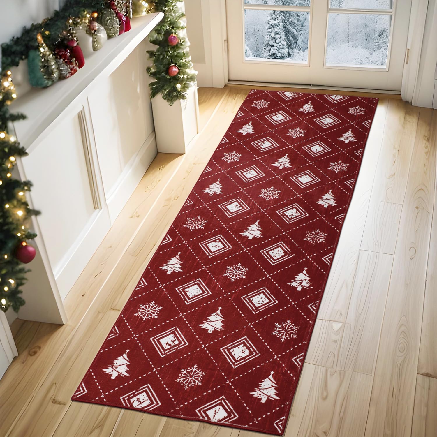 Christmas Runner Rugs for Hallway Non Slip 60x180cm, Washable Runner ...
