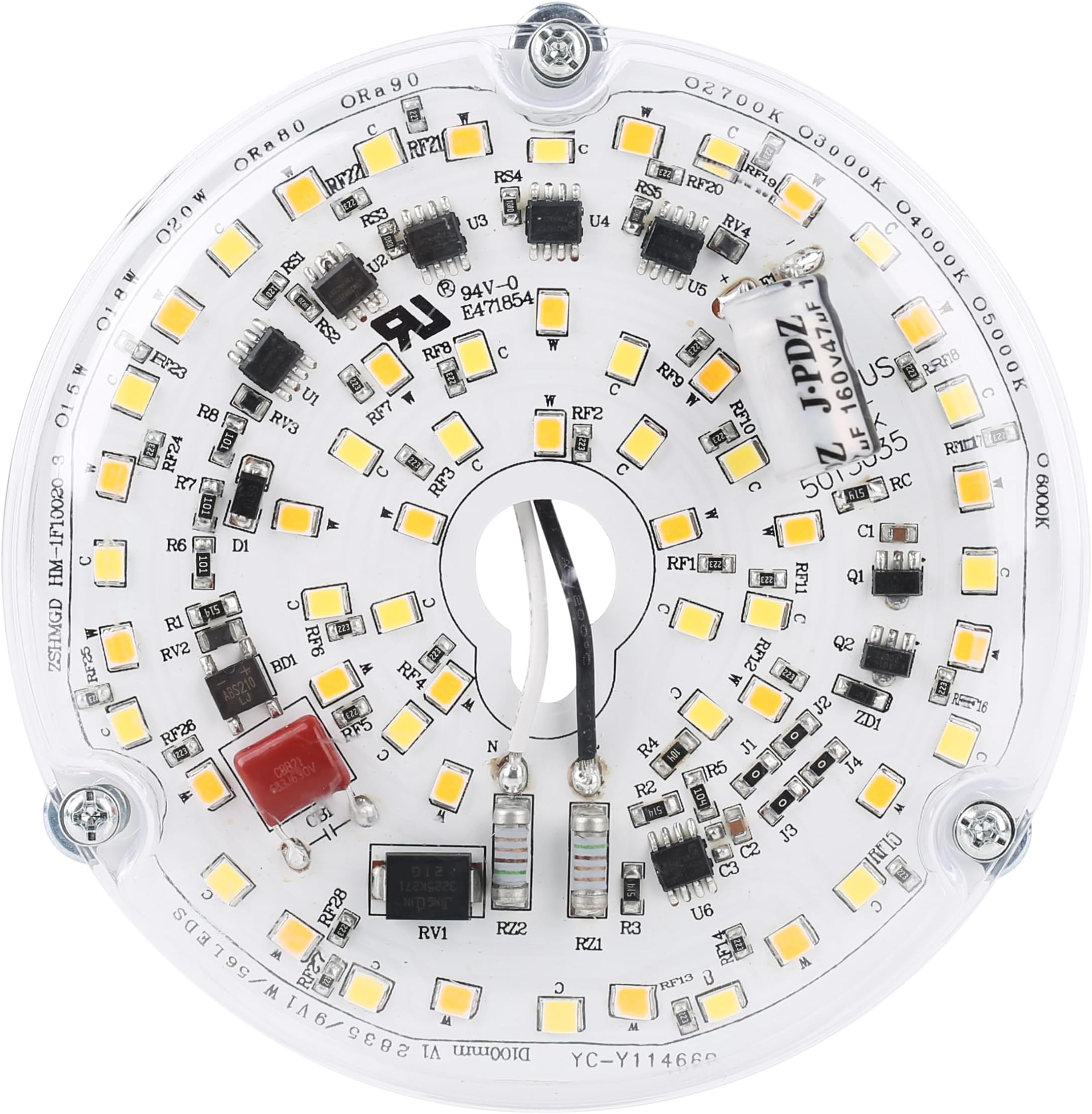 ULIKELED 4“ 18W Color Changeable Ceiling Fan LED Light Replacement, 3000K/4000K/5000K Selectable ...