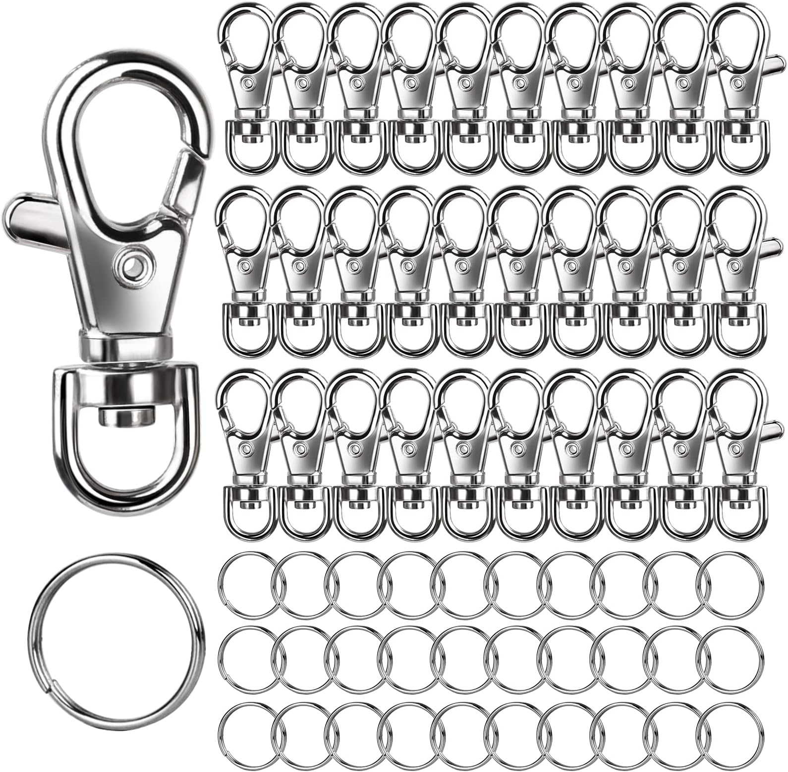 anezus 100Pcs Key Chain Clip Hooks Swivel Lanyard Snap Hook Keychain ...