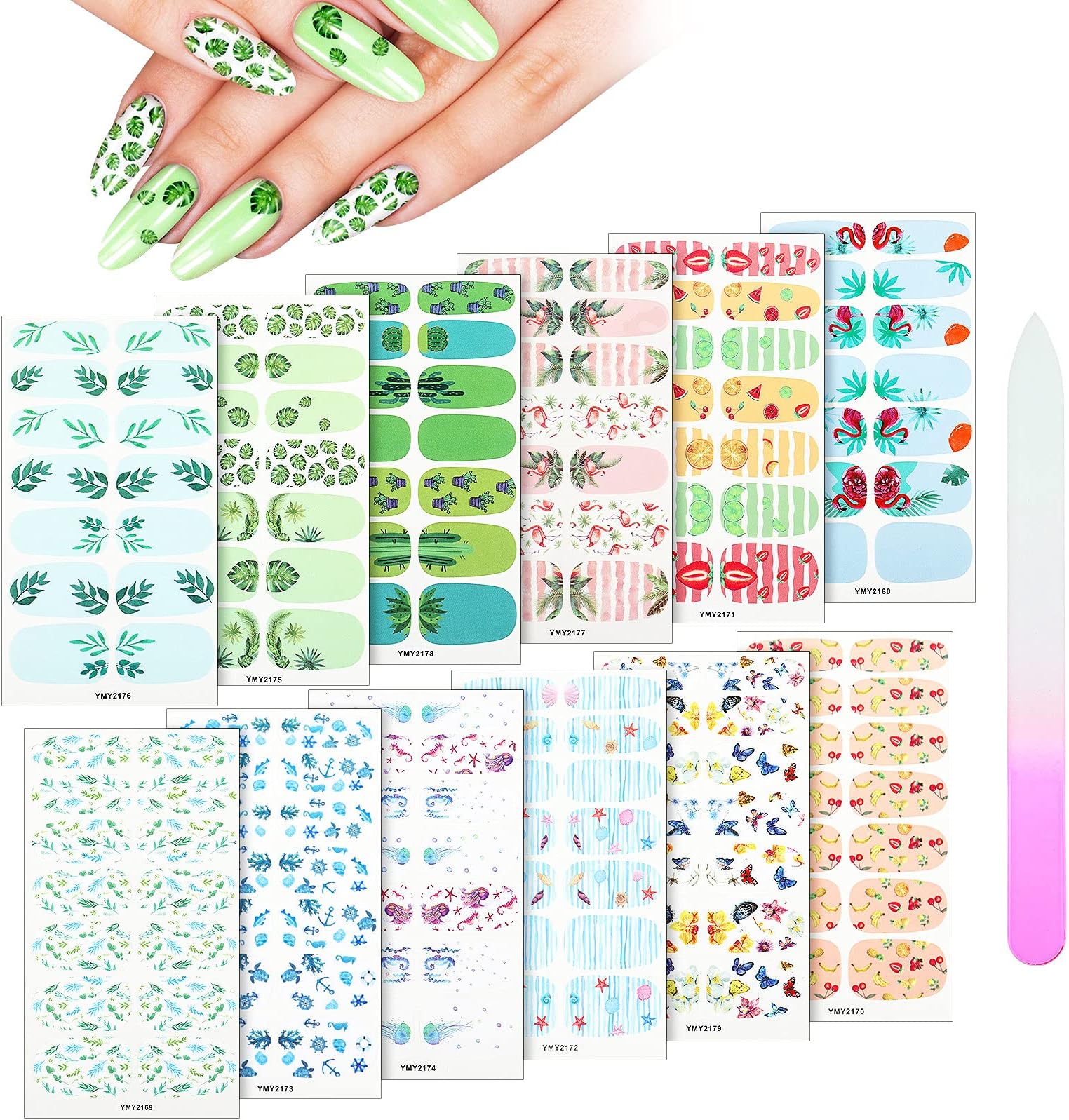 Amazon.com: XEAOHESY 168 Pieces 12 Sheets Flower Nail Wraps Flower Nail ...