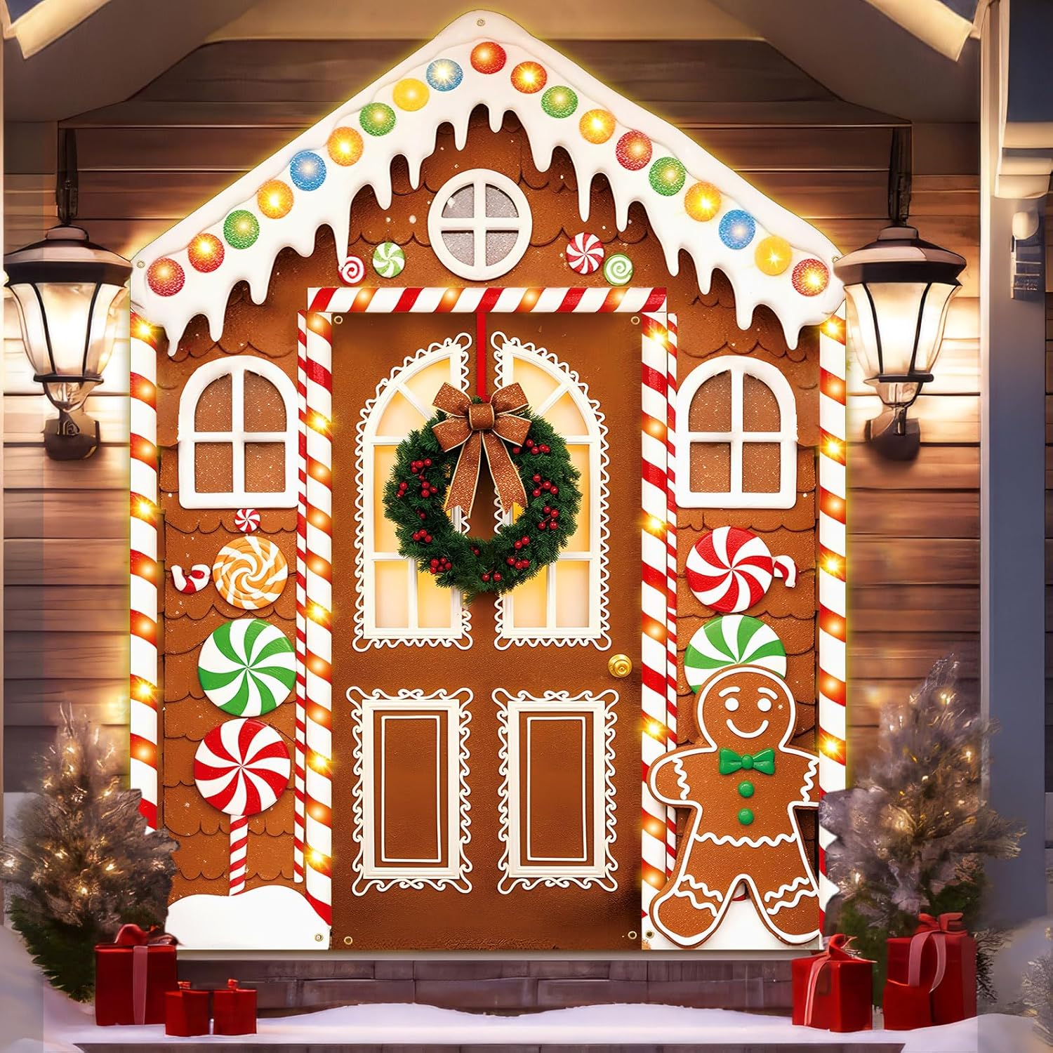Amazon.com: Hahafelt Christmas Gingerbread Door Covers Decorations with ...