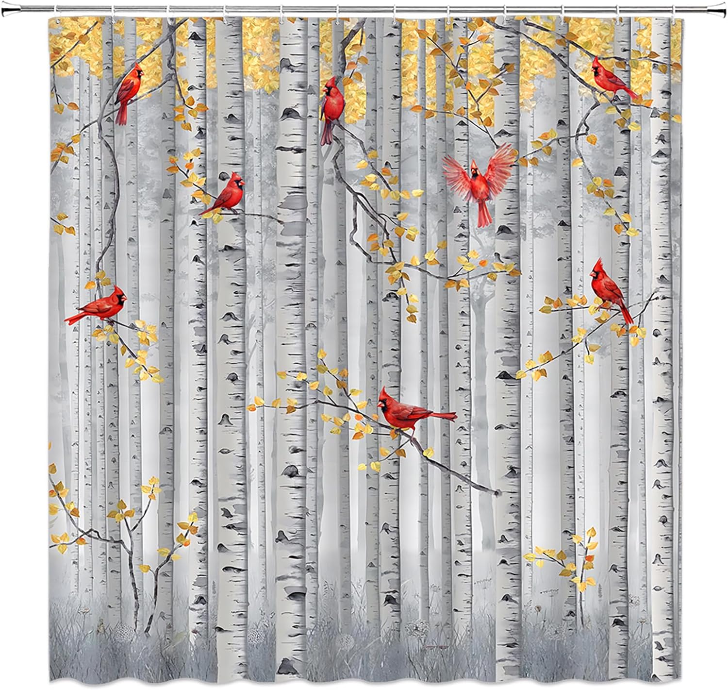 Amazon.com: DSMEUE Tree Bird Shower Curtain Rustic Birch Tree Forest ...