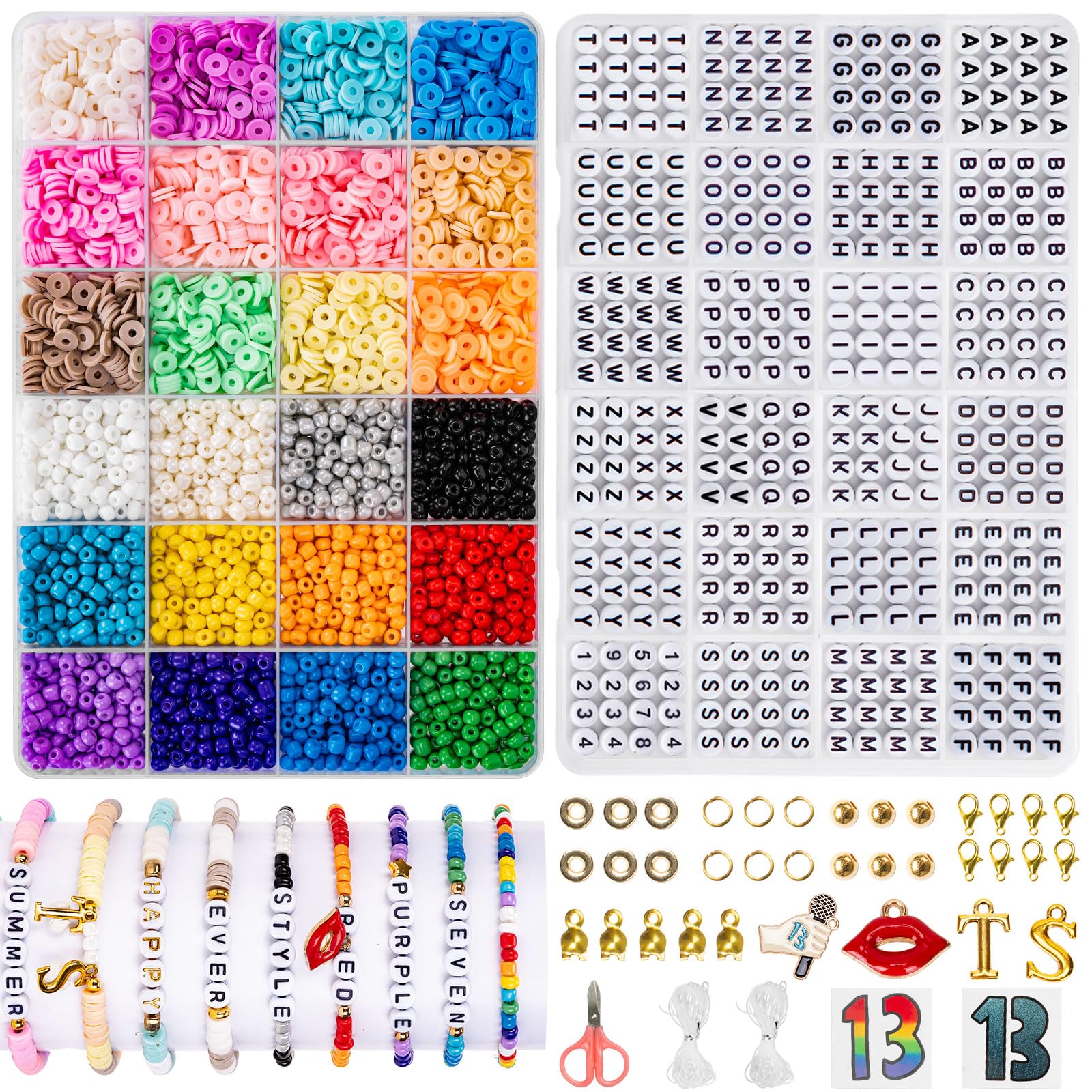 zenmag Friendship Bracelet Making Kit, 24 Colors 6mm Clay Beads & 4mm ...