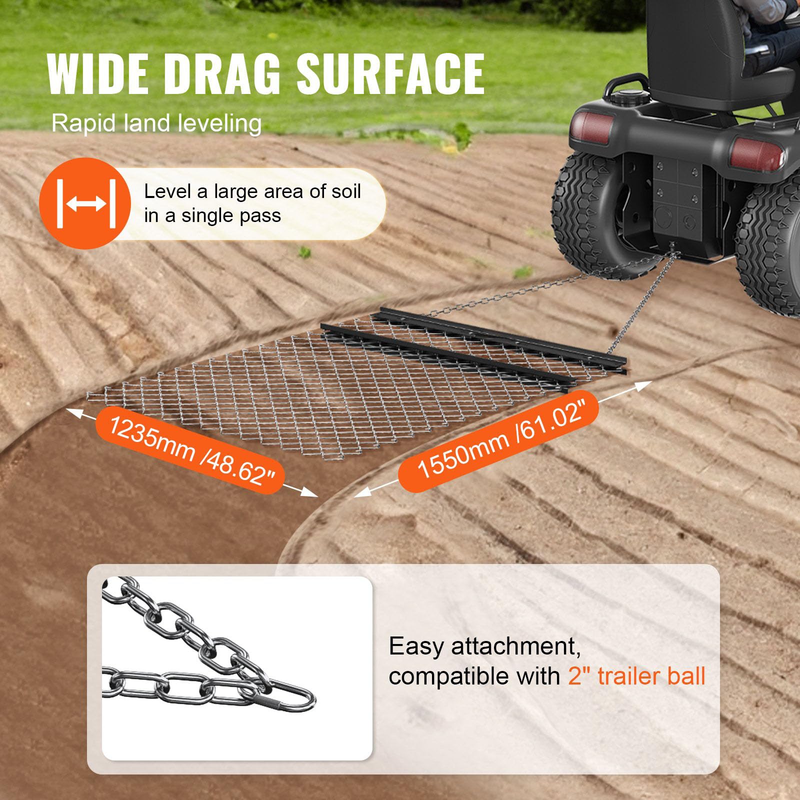 Field Harrow 4'x5' Drag Harrow For ATV/UTV – Pre-Assembled, Heavy Duty ...