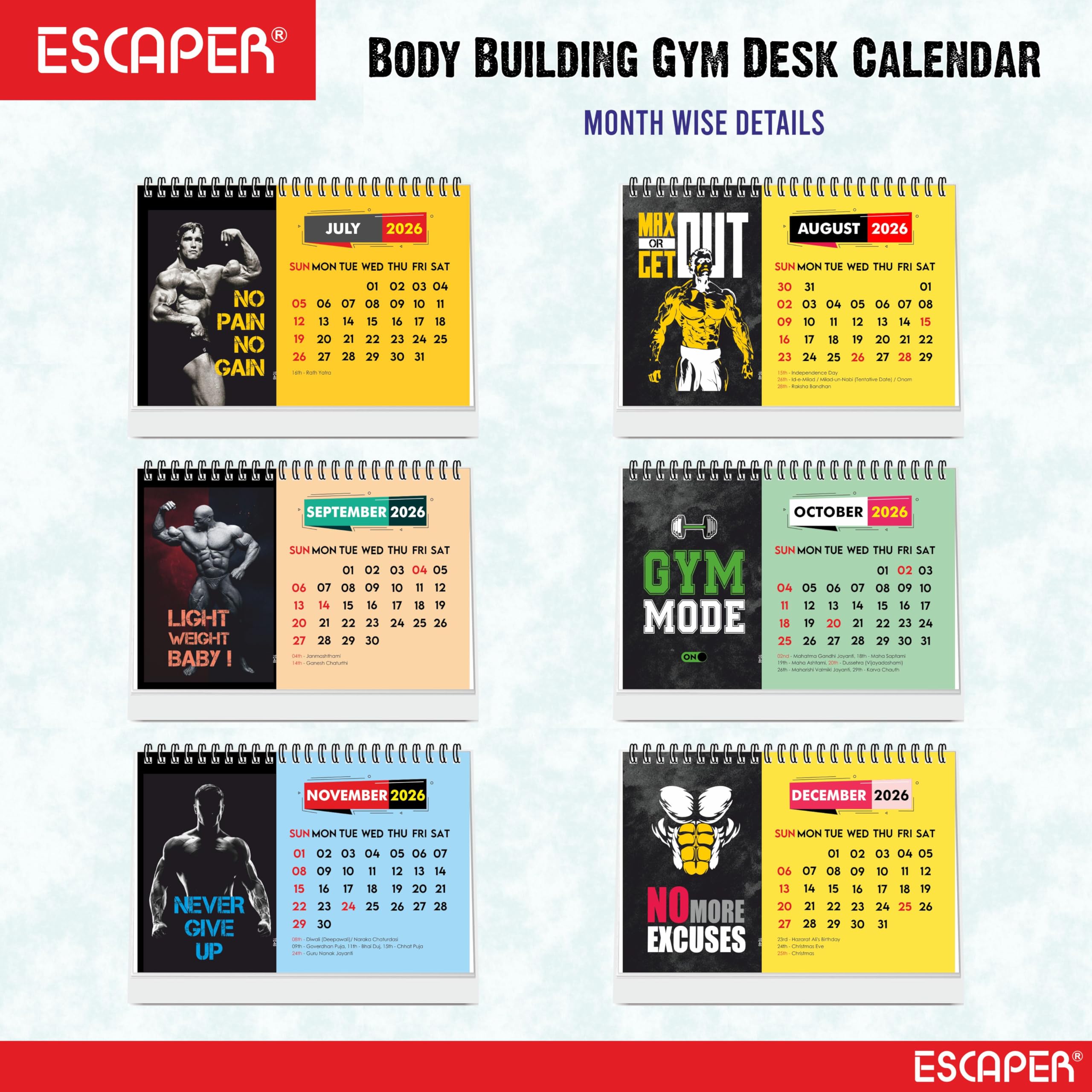 Motivation Fitness Calendar