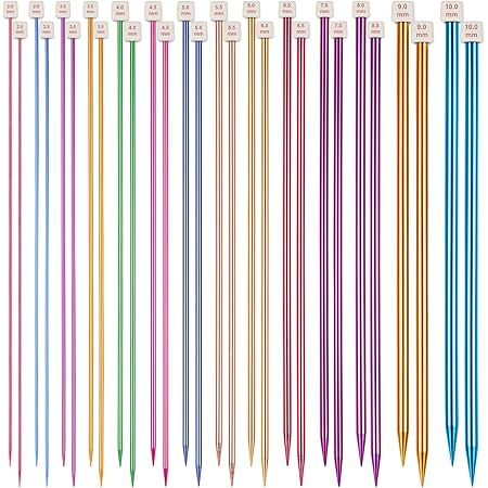 Longzhuo 10in Knitting Needles Set, Single Pointed Metal Knitting ...