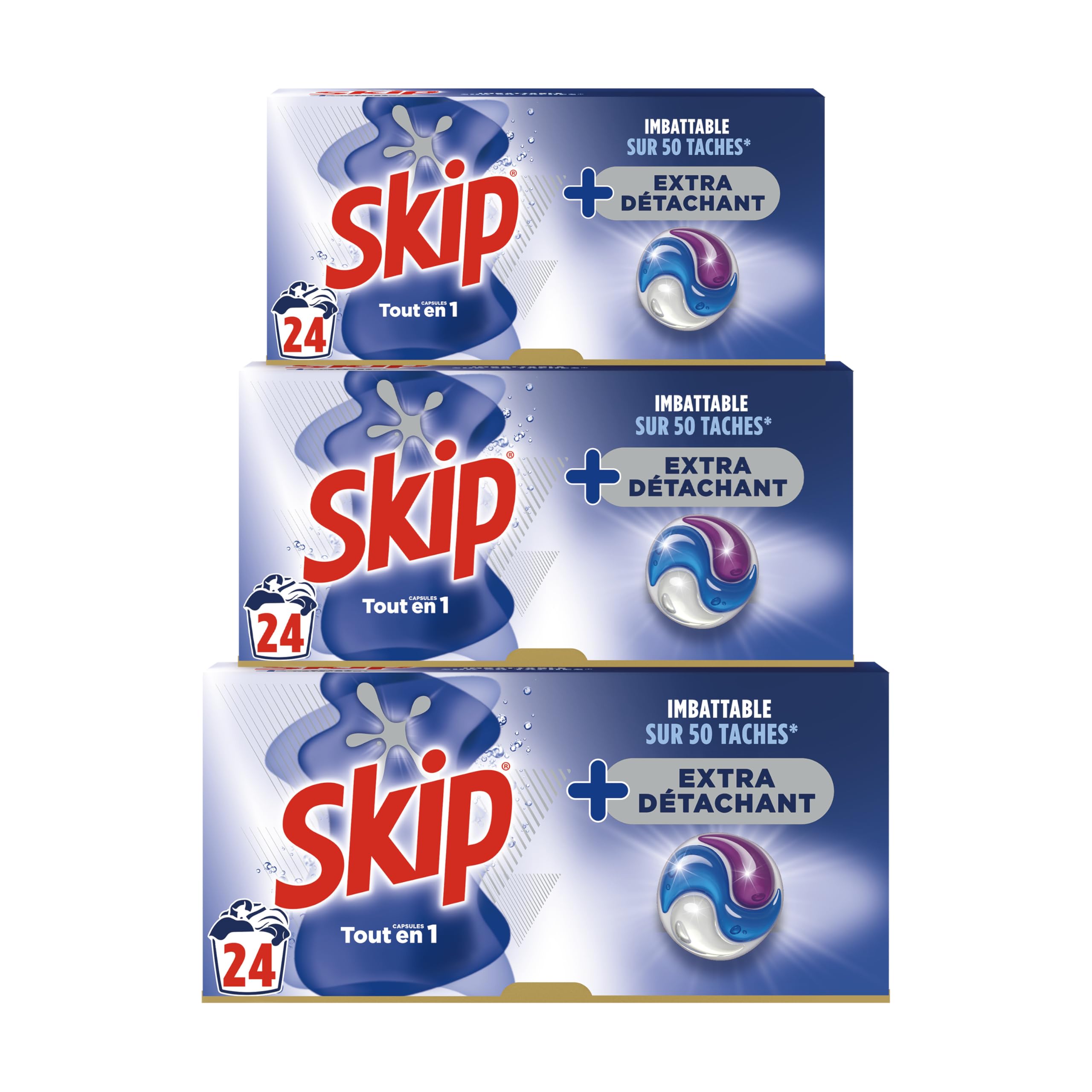 Skip Lessive Capsules Tout-en-1 Extra Détachant 3x24 Lavages : Amazon ...