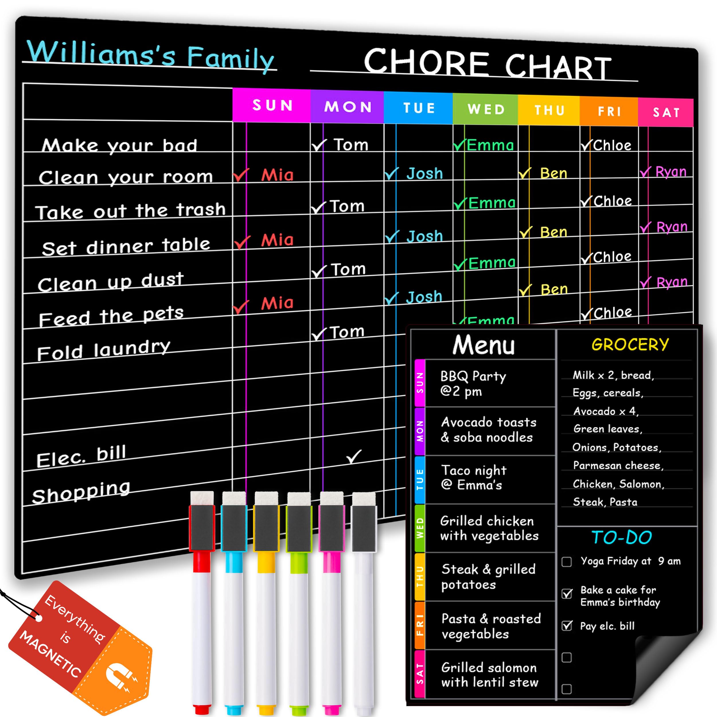 Snapklik.com : Magnetic Chore Chart Dry Erase Blackboard Set - Pocket ...