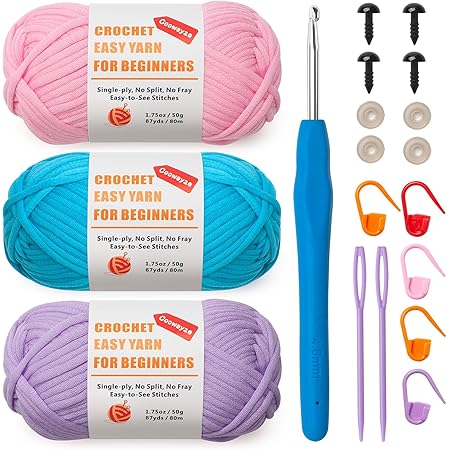 Amazon.com: Easy Crochet Yarn, 3 Pack×1.8oz Beginners Crochet Easy ...