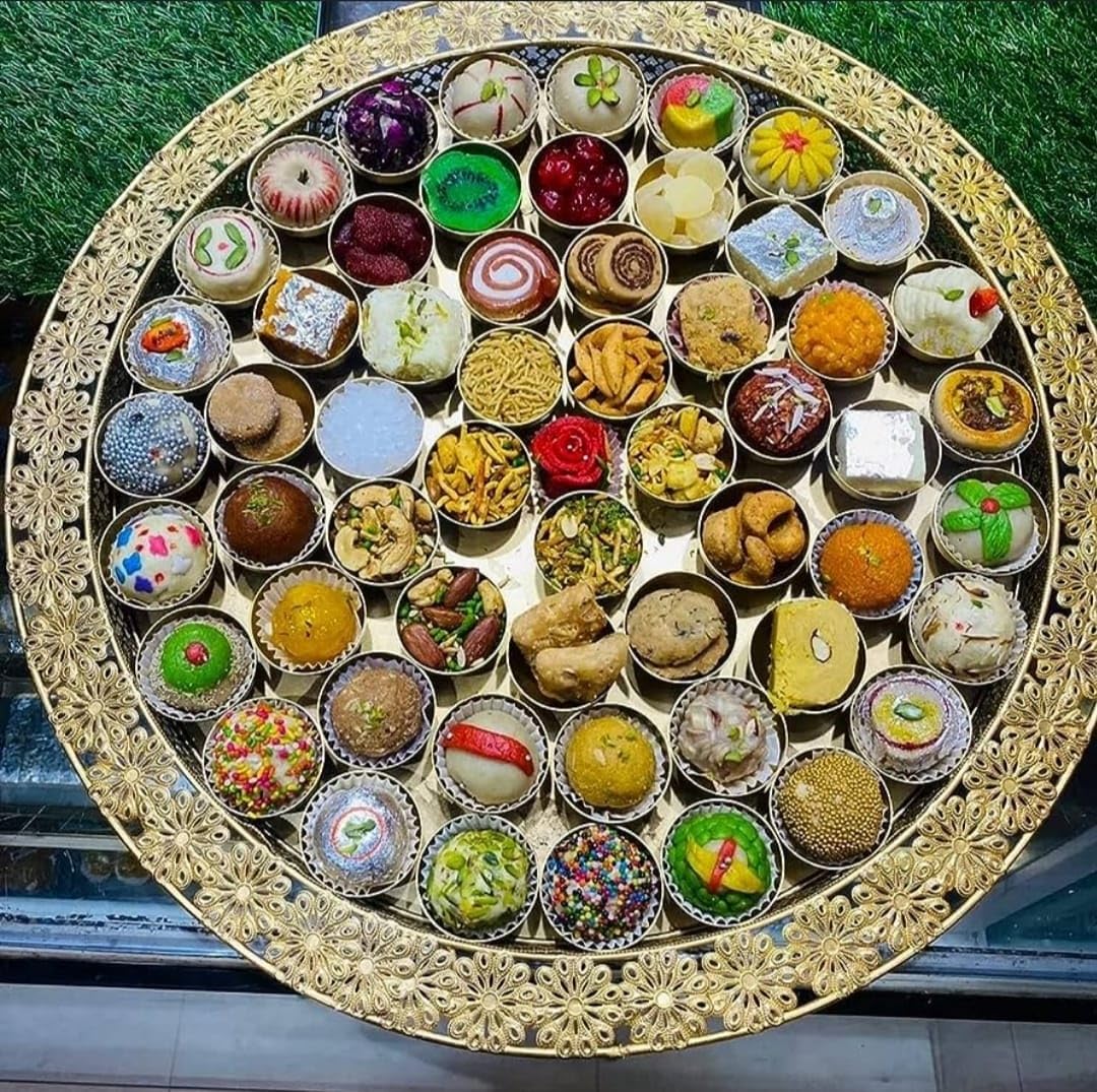 56 Bhog Thali/Traditional Pooja Thali, Chhappan Bhog Thali for Fetivals ...