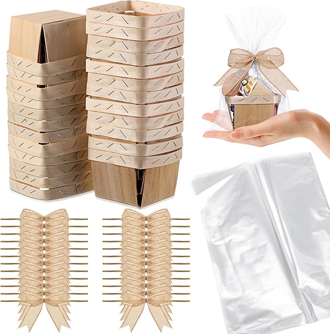 Amazon.com: Kigley 24 Set Christmas Wooden Gift Baskets Empty Small ...