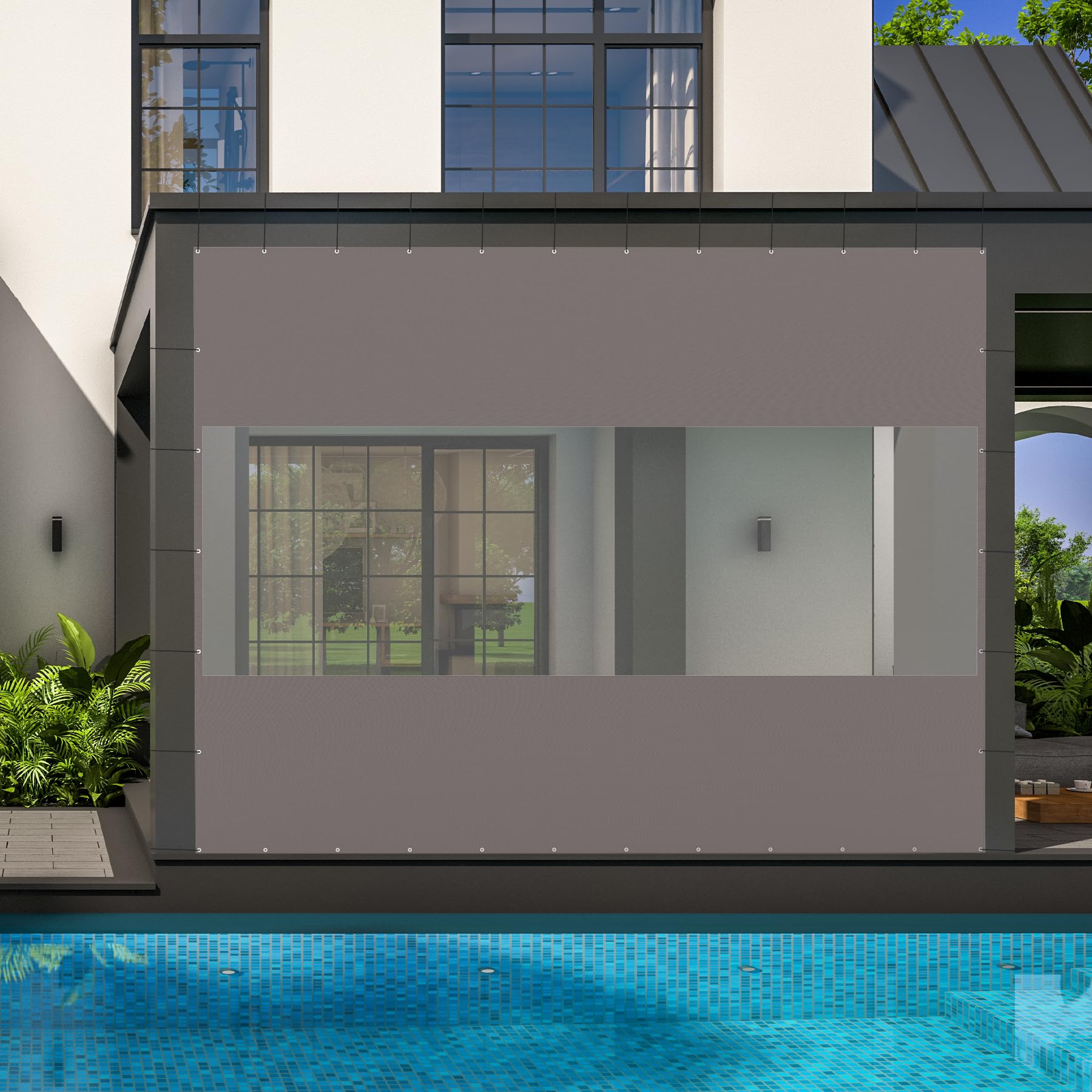 Amazon.com : Domi Outdoor Clear Panel Curtain, 18 oz PVC Polyester ...