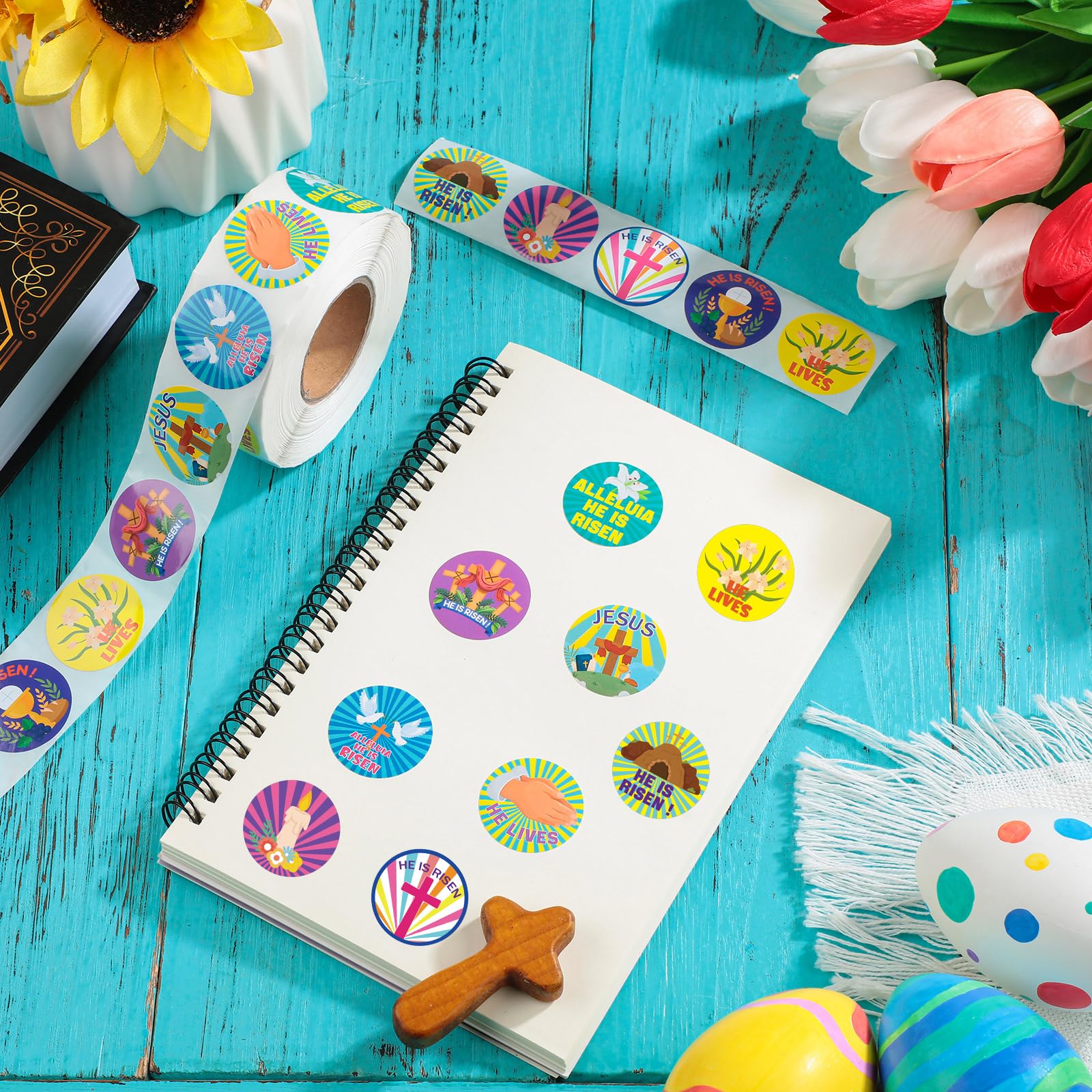 Snapklik.com : 1000 Pcs Easter He Is Risen Stickers Roll Shape Assorted ...