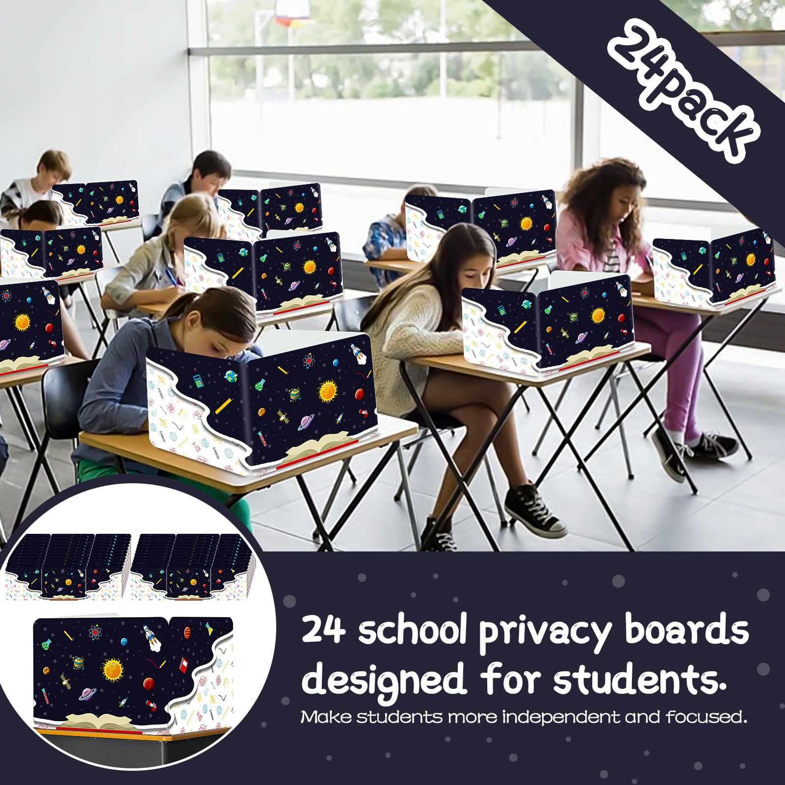 Snapklik.com : 24 Pack Privacy Shields For Student Desks, Colored ...