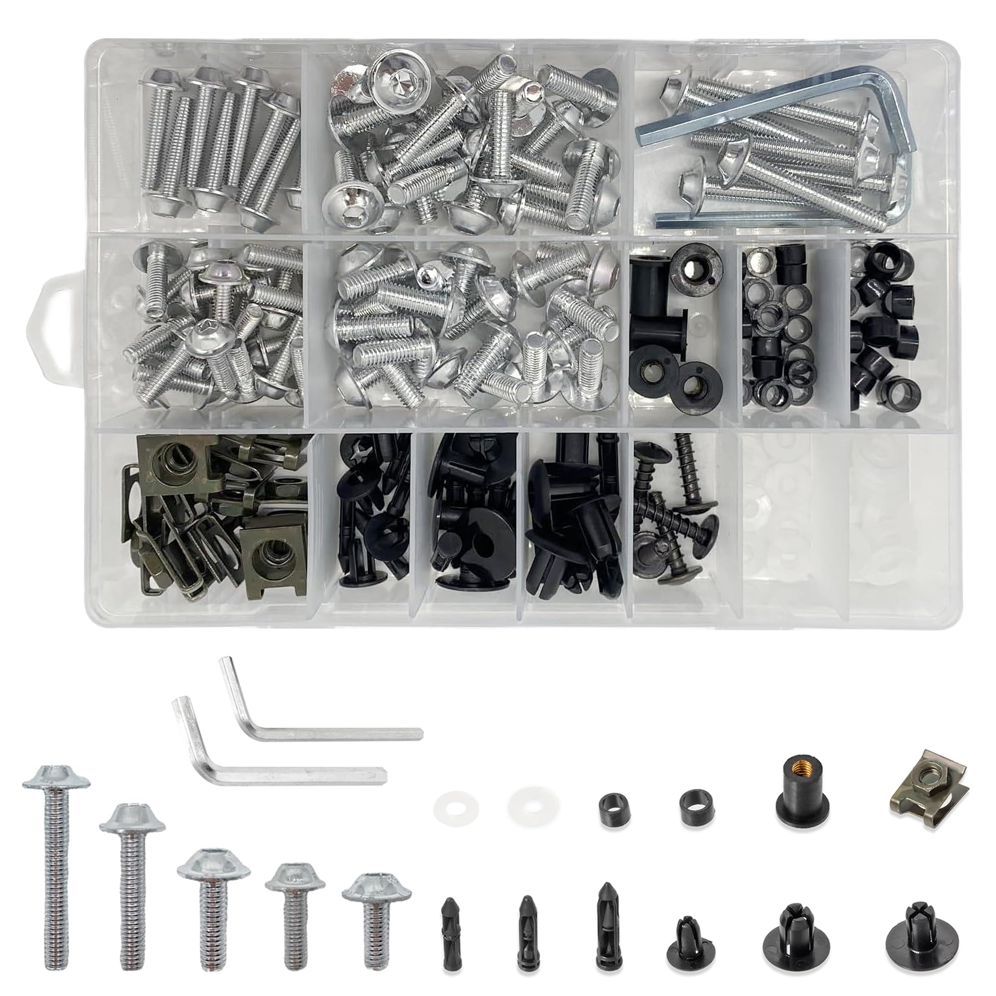 Amazon.com: 210PCS Motorcycle Fairing Bolt Kit, Aluminum Alloy M5 M6 ...