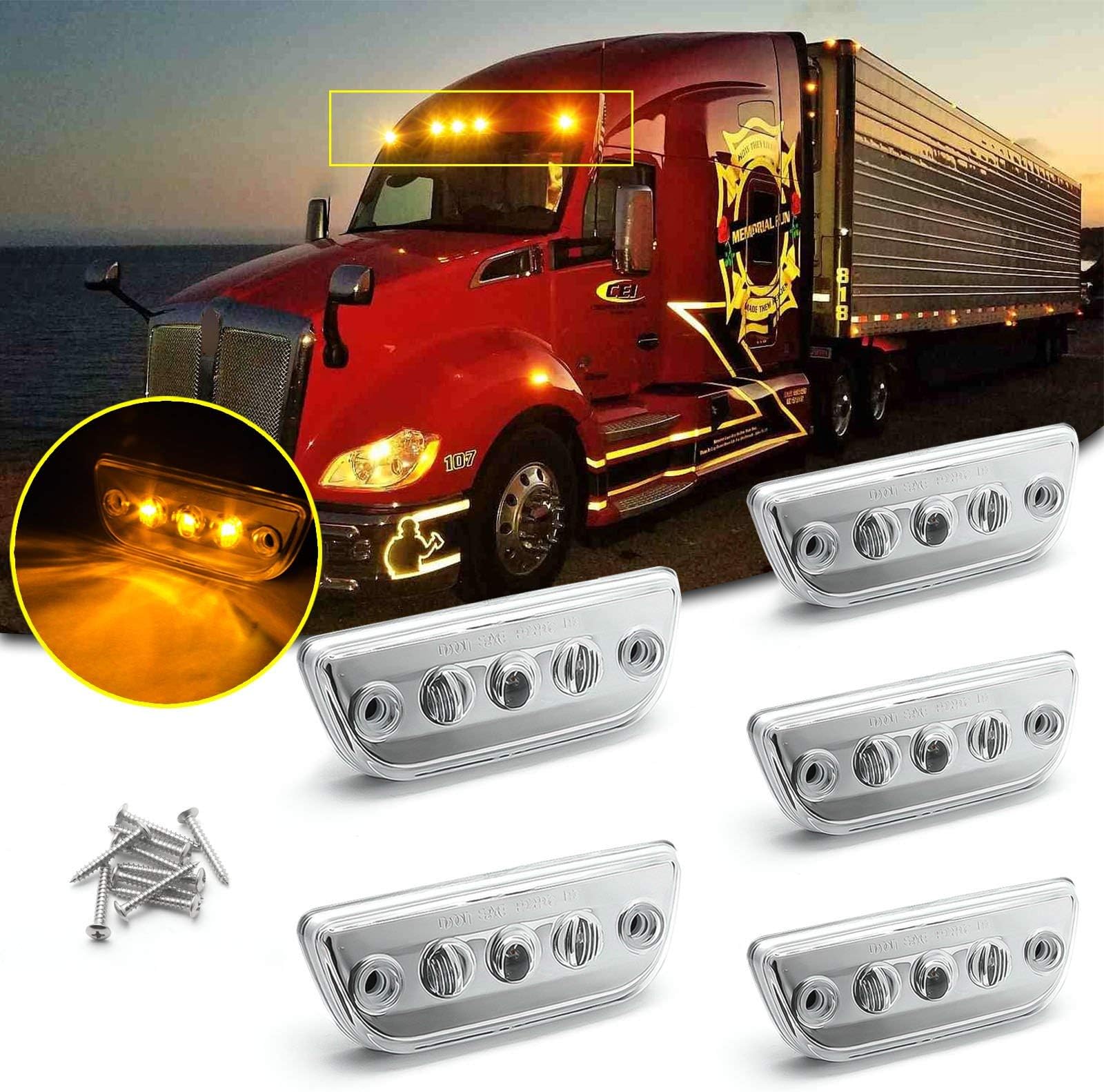 Amazon.com: Xotic Tech Cab Roof Top Clearance Marker LED Lights 888 ...