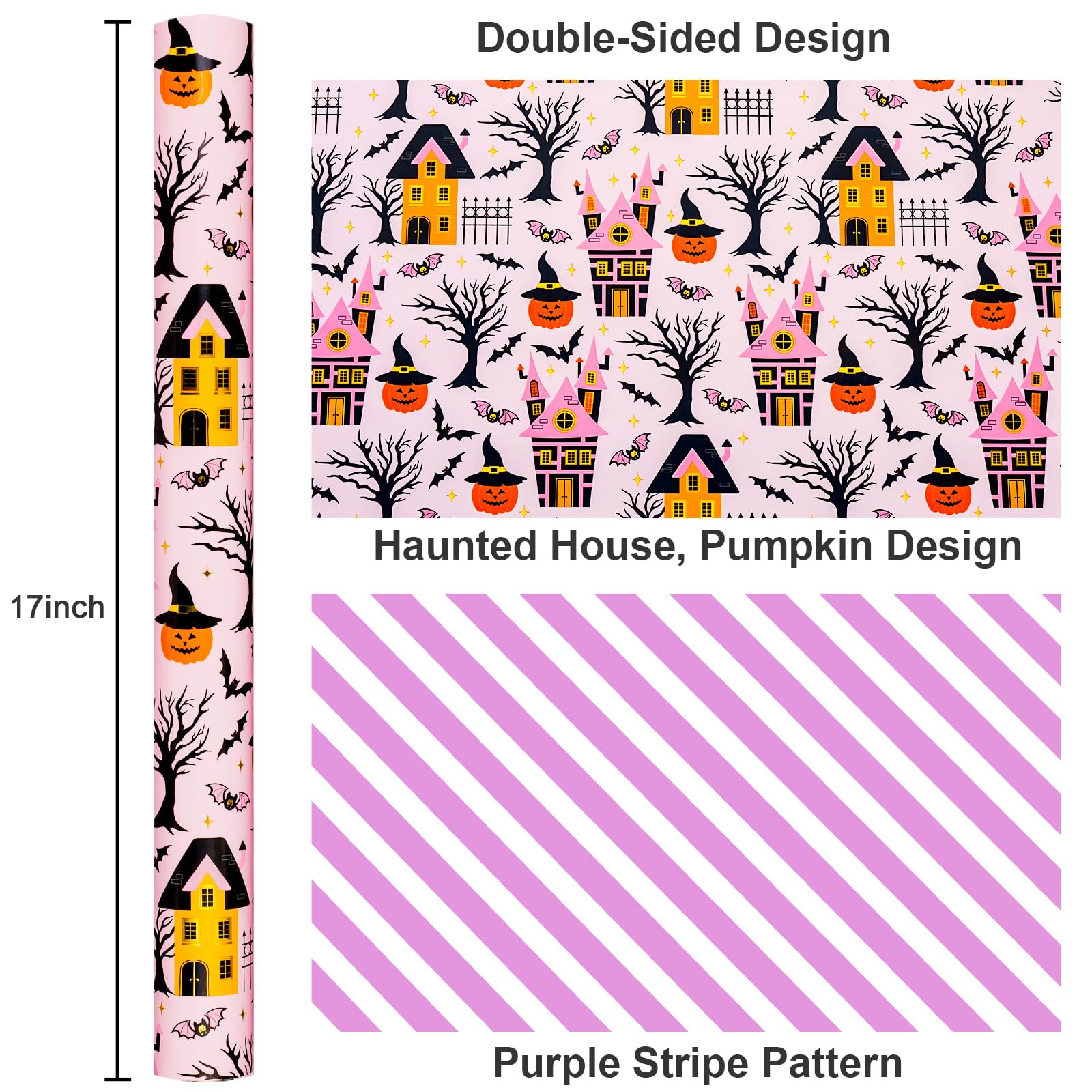 Snapklik.com : MAYPLUSS Halloween Wrapping Paper Roll, Vintage Haunted ...