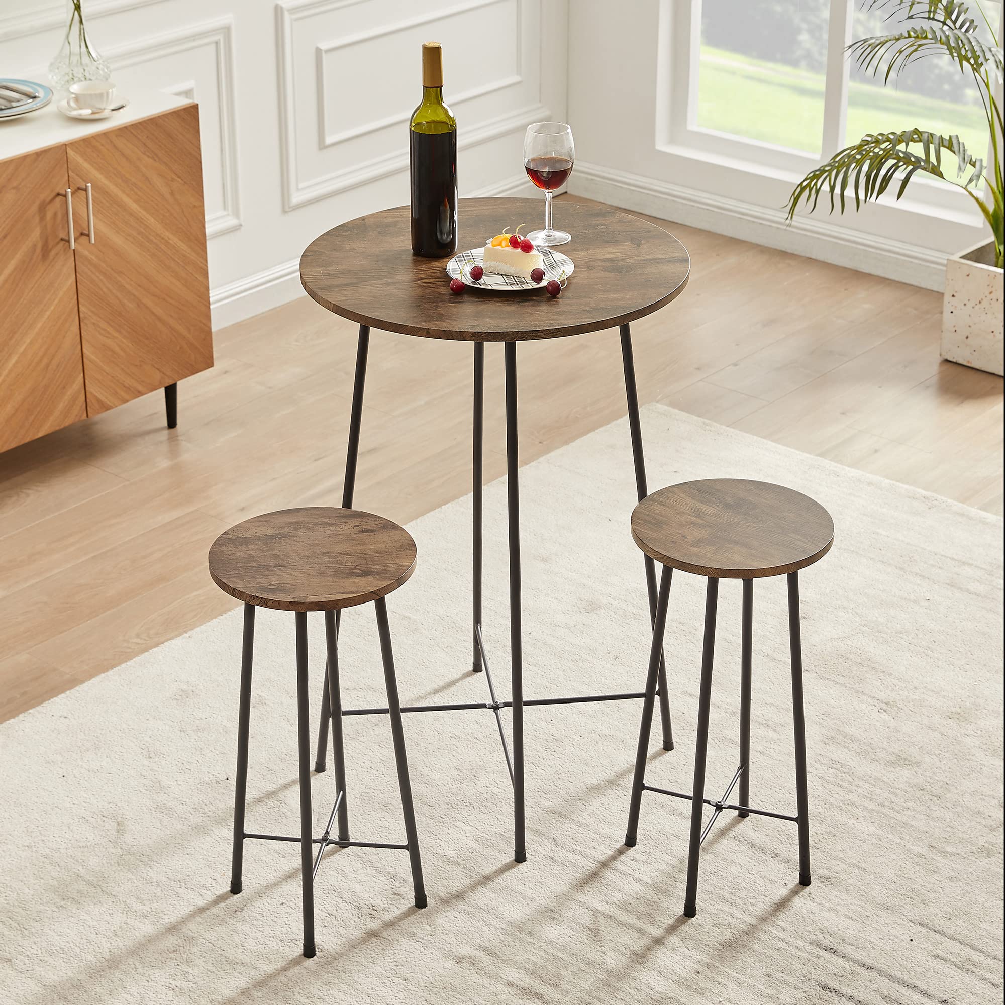 VECELO 23.6" Round Bar Table, Modern Bistro Pub Dining Room Furniture ...