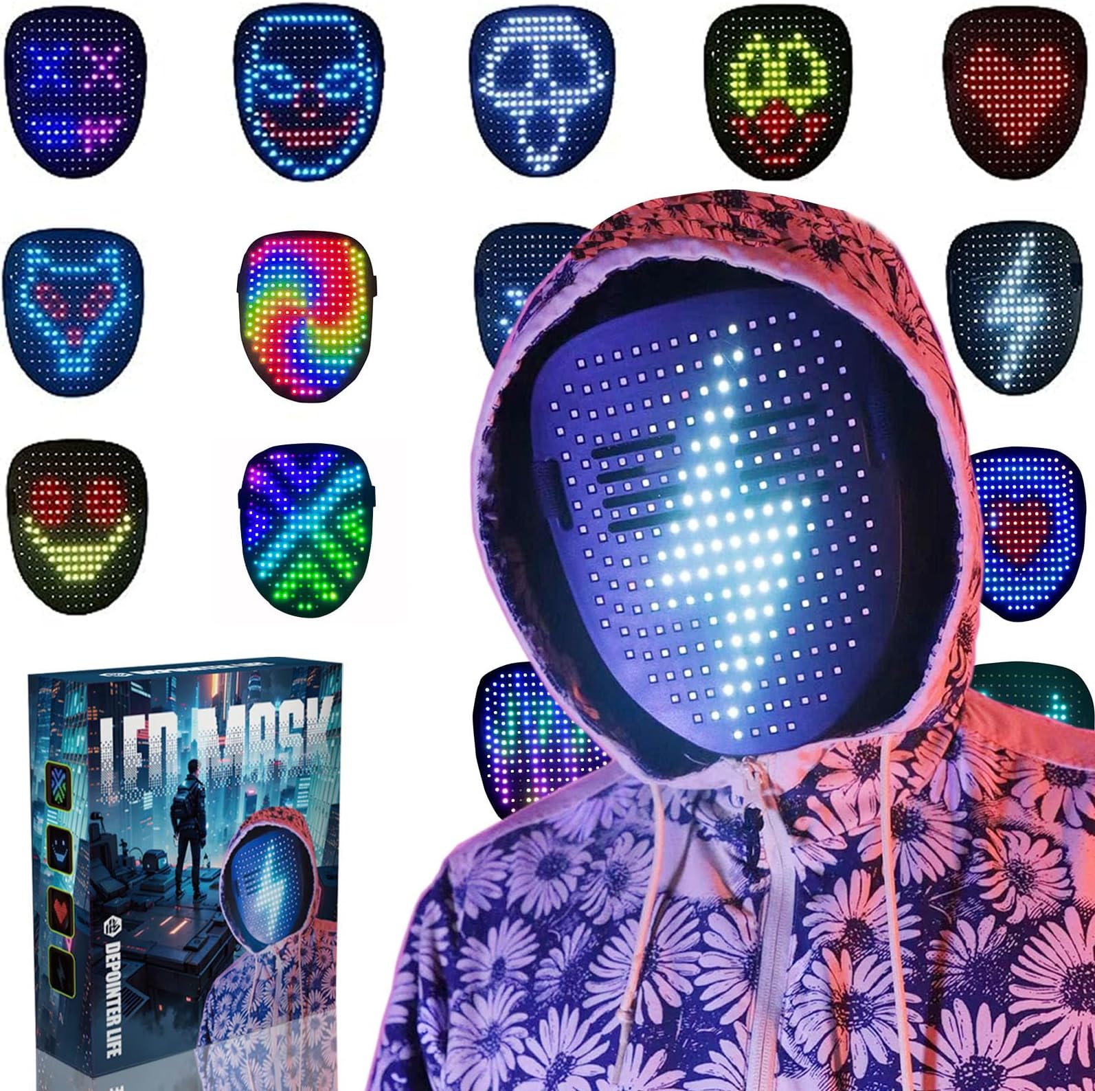 Amazon.com: Depointer Life Led Mask with Bluetooth-compatible App ...