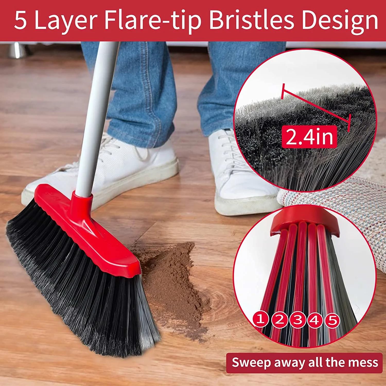 Snapklik.com : Heavy-Duty Outdoor Broom Upgraded Strong Bristles Wide ...